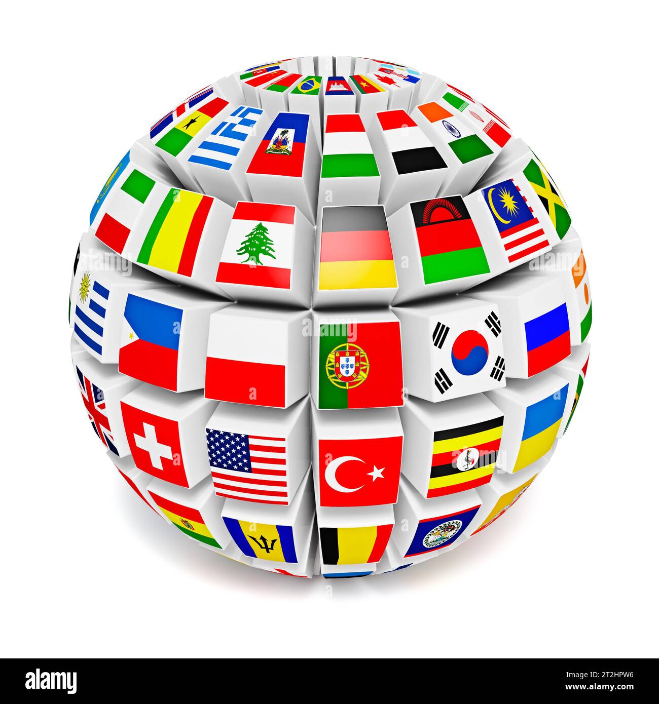 Globe sphere with flags of the world Stock Photo - Alamy