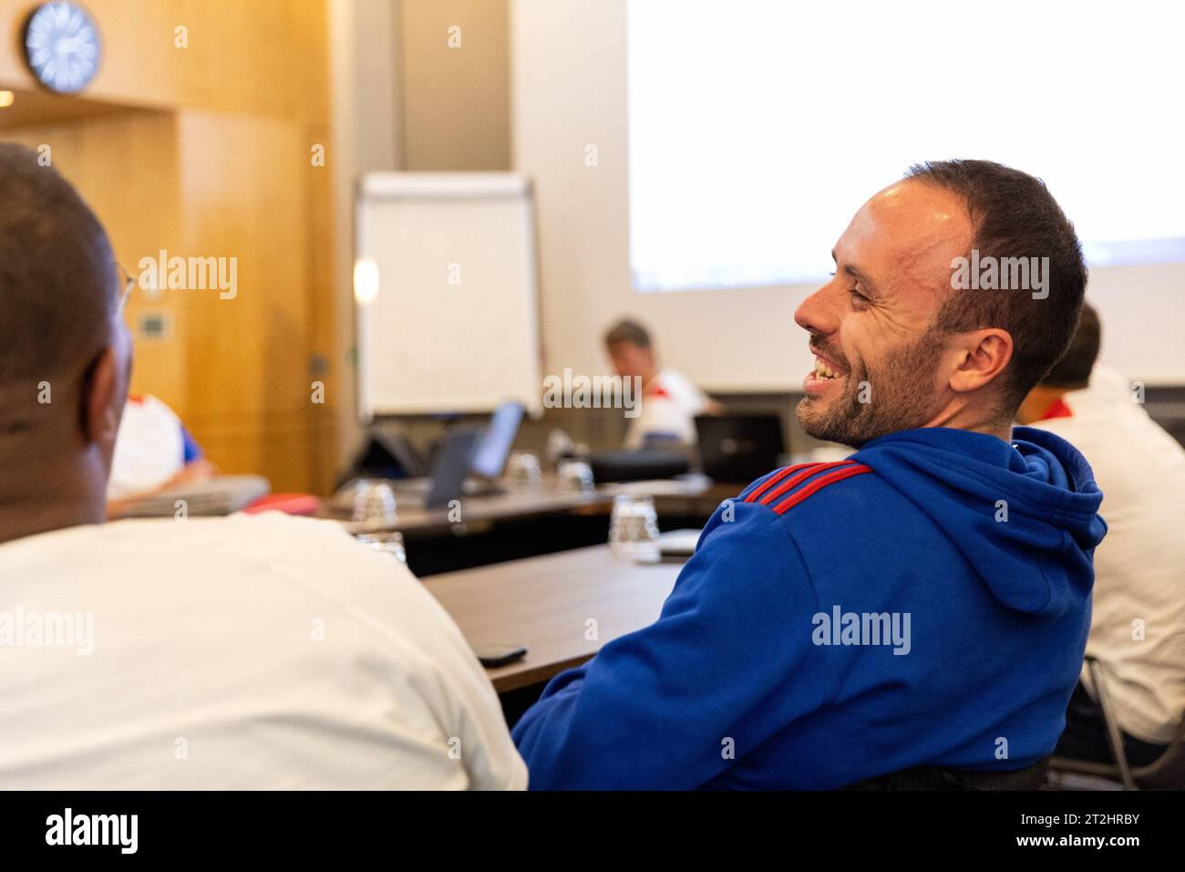 Jonathan Hivernat #21 of France during a team meeting Day-1 before the ...
