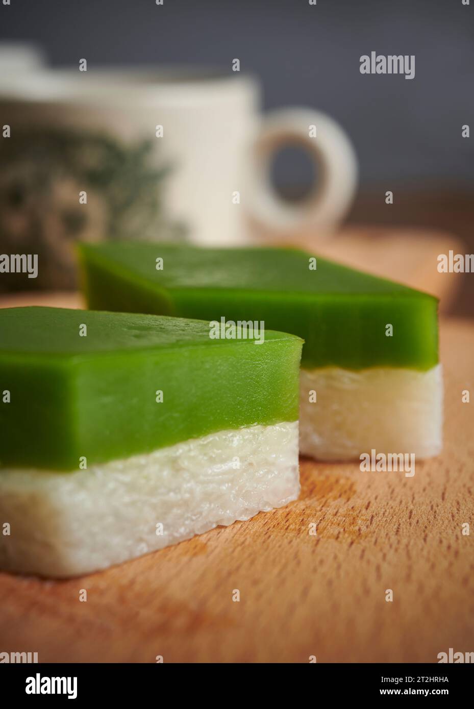 Selective focus image of Kuih talam or Kuih Seri Muka, traditional ...