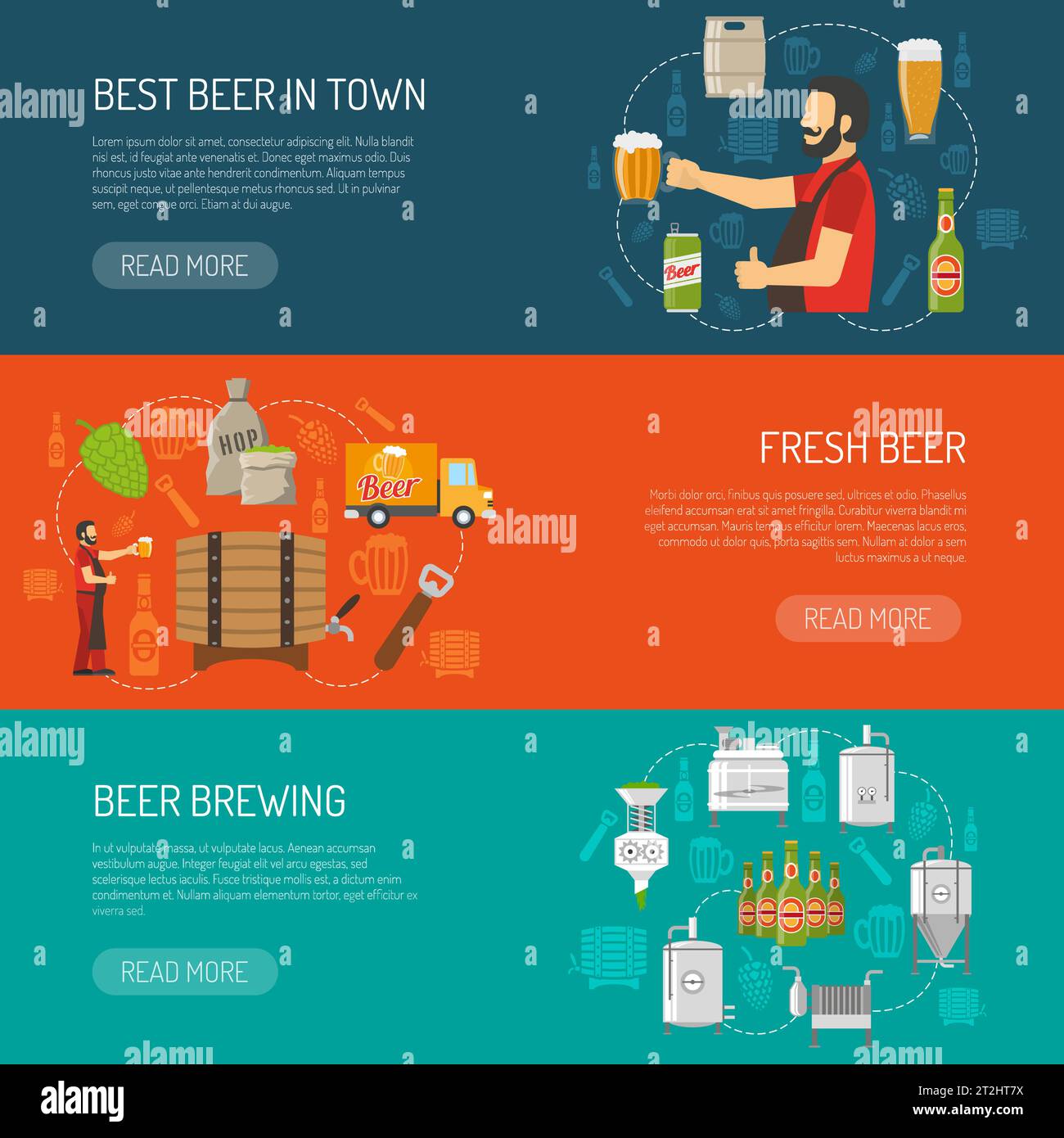 Brewery Flat Concept. Brewery Horizontal Banners. Brewery Vector ...
