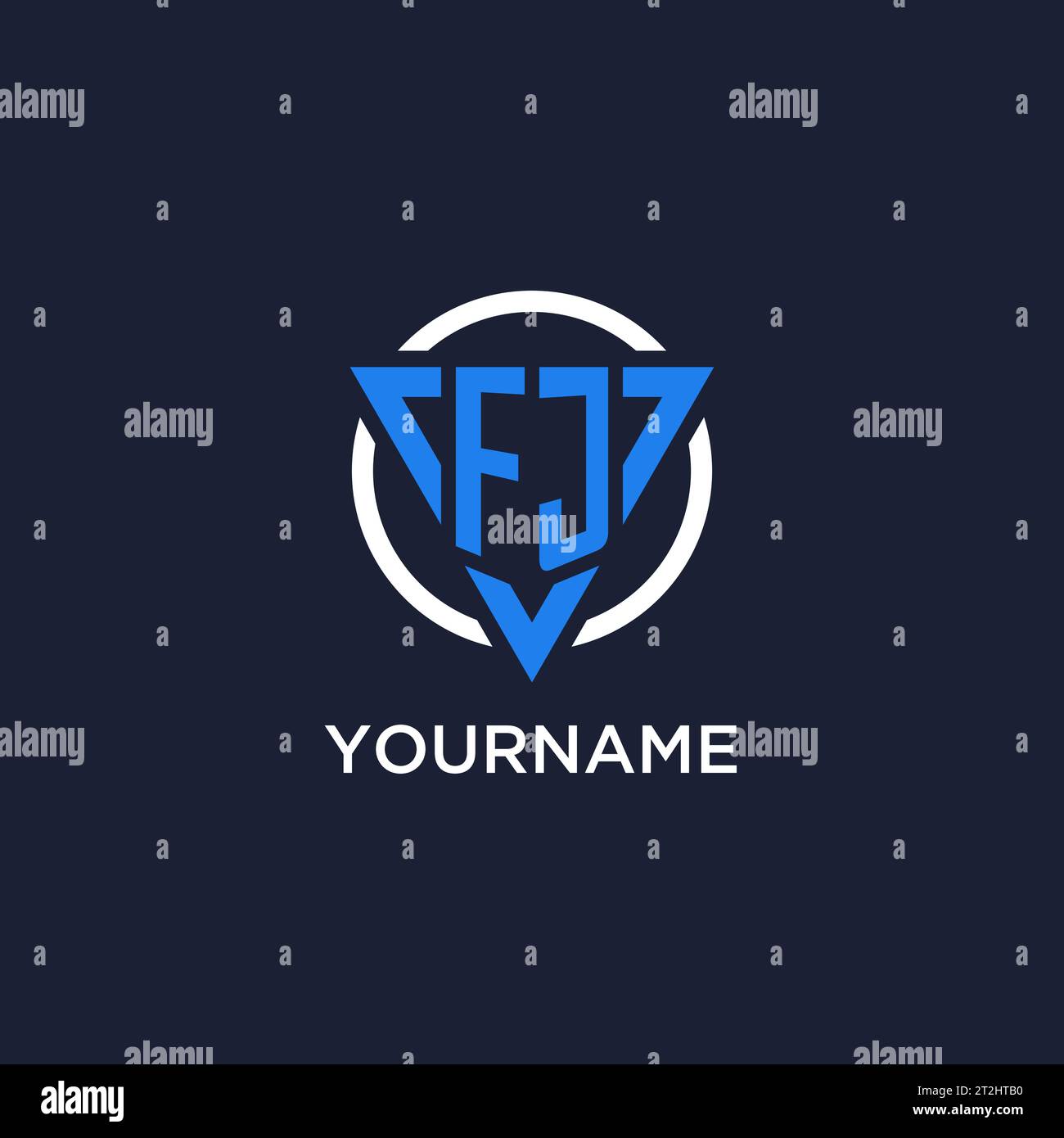 FJ monogram logo with triangle shape and circle design vector Stock ...