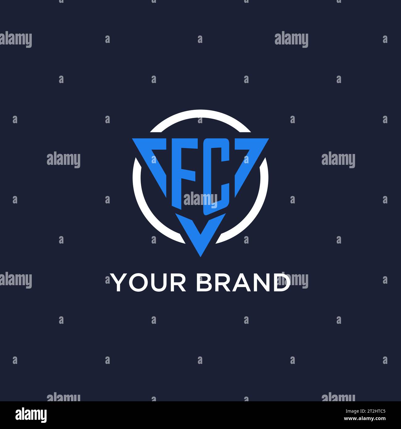 FC monogram logo with triangle shape and circle design vector Stock ...