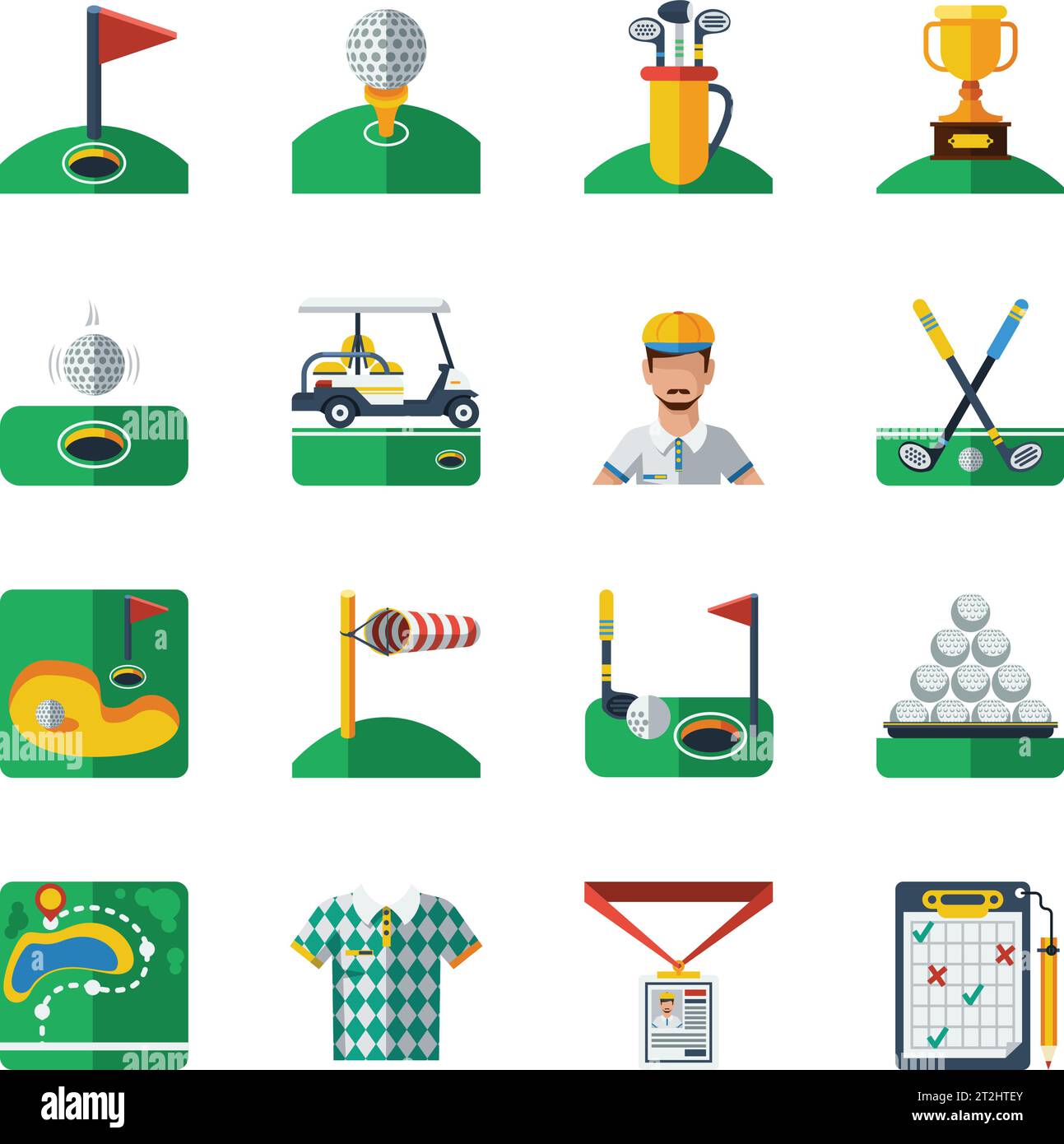 Golf Icons Set. Golf Vector Illustration. Golf Flat Symbols. Golf Design Set. Golf Elements ...
