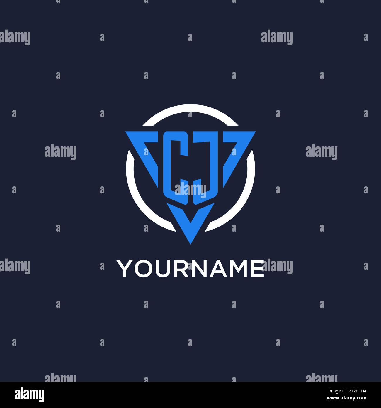 CJ monogram logo with triangle shape and circle design vector Stock ...