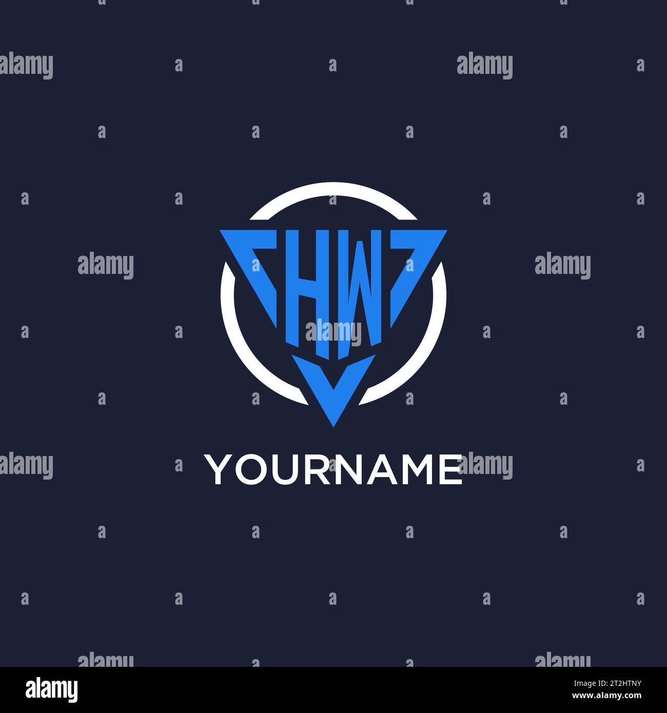 HW monogram logo with triangle shape and circle design vector Stock ...