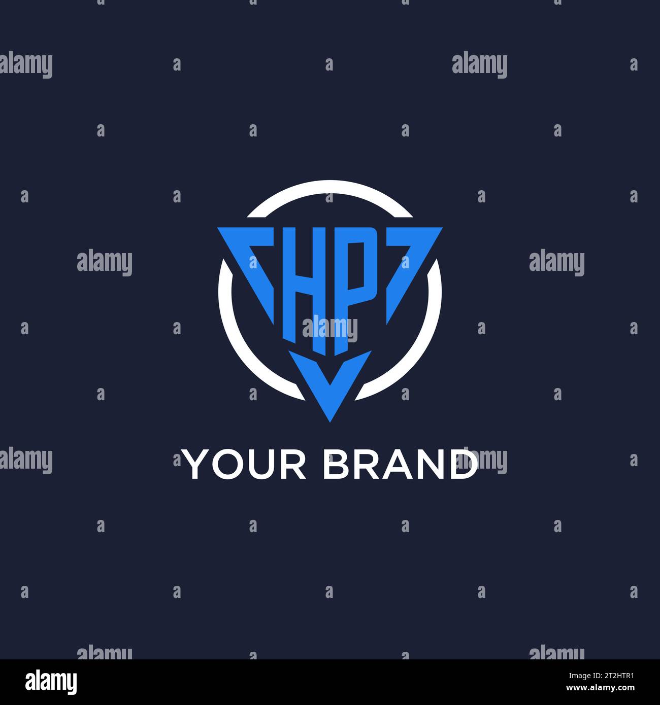 HP monogram logo with triangle shape and circle design vector Stock ...