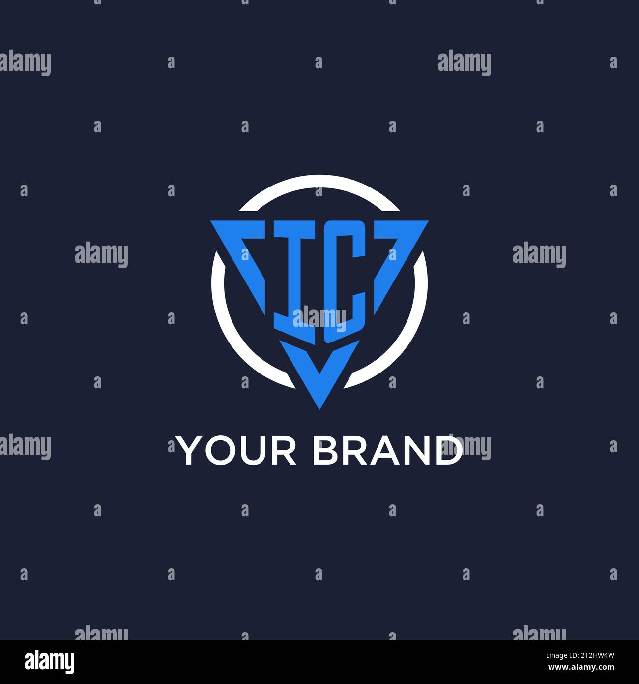 IC monogram logo with triangle shape and circle design vector Stock ...