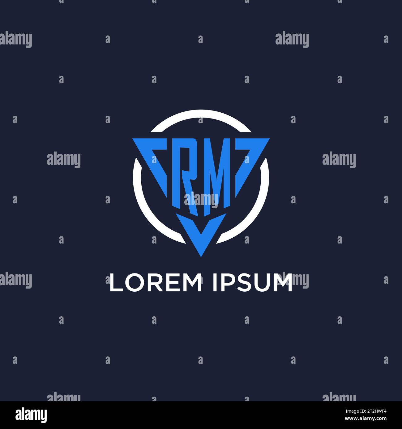 RM monogram logo with triangle shape and circle design vector Stock ...