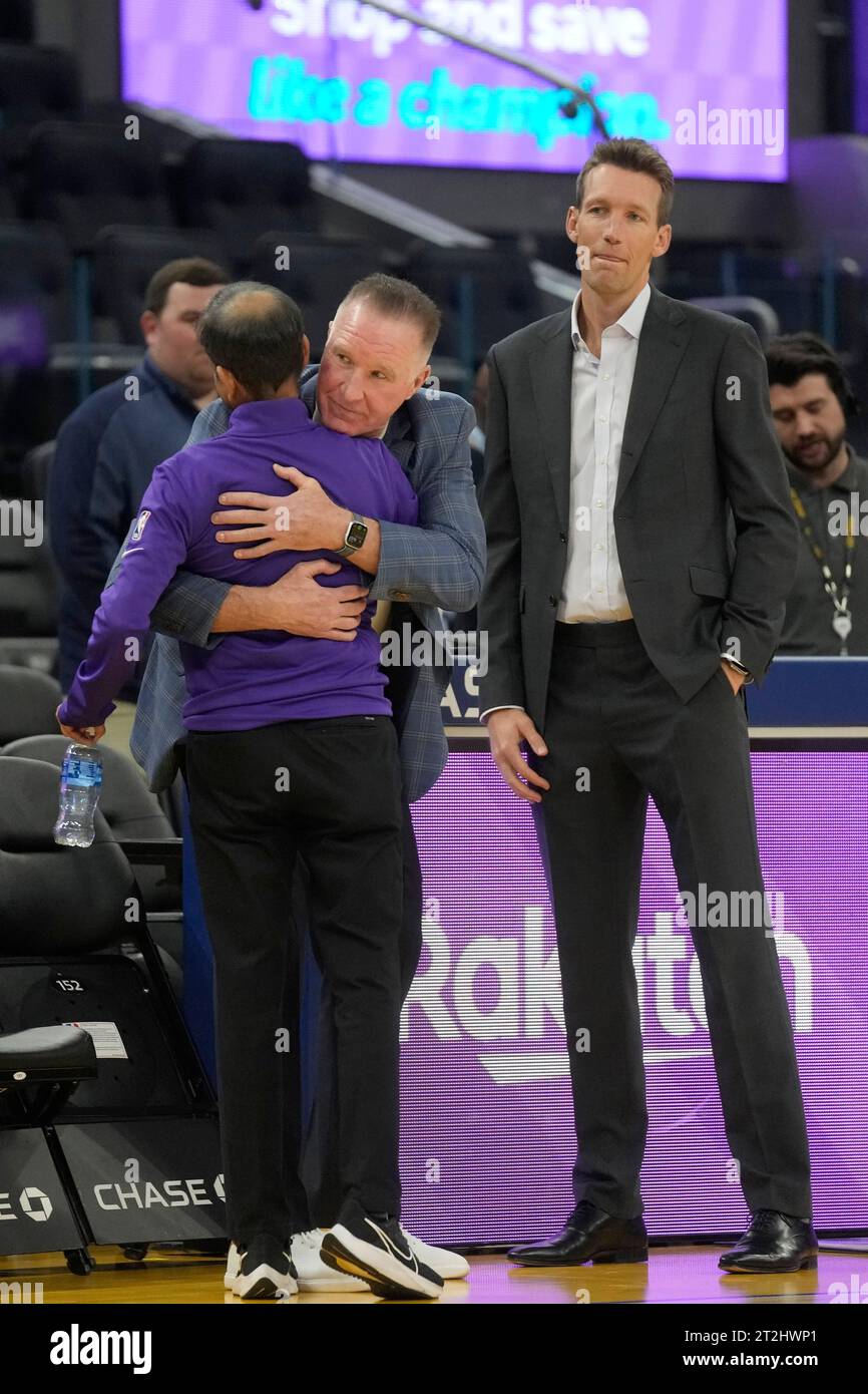 Sacramento Kings owner Vivek Ranadivé, left, hugs former NBA player ...
