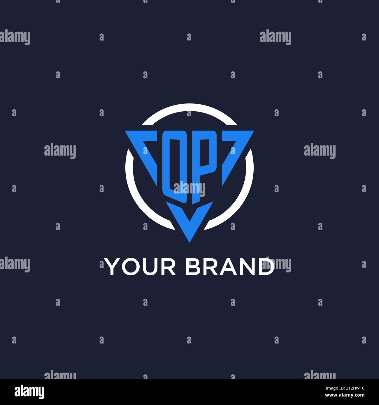 OP monogram logo with triangle shape and circle design vector Stock ...