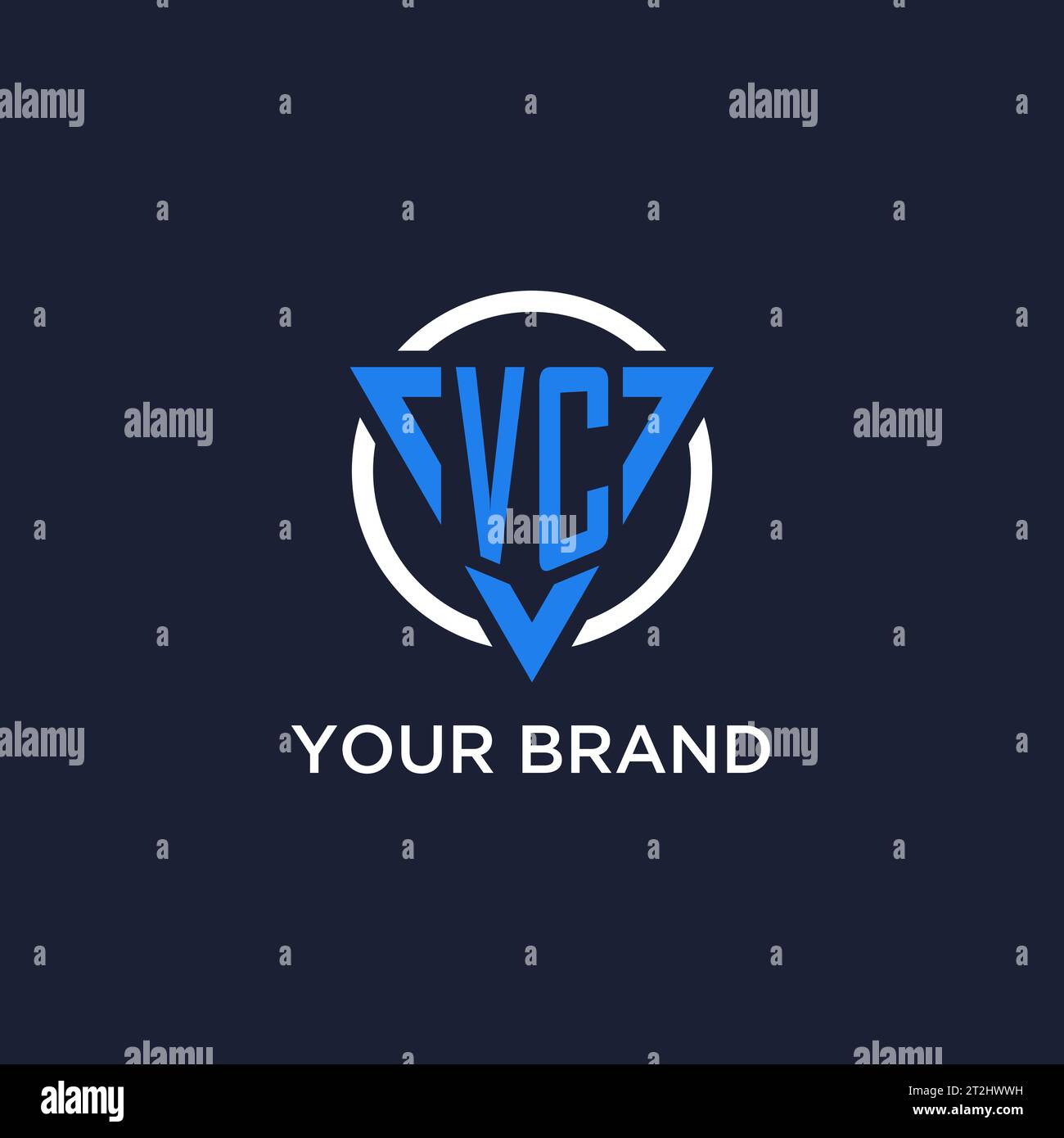VC monogram logo with triangle shape and circle design vector Stock ...