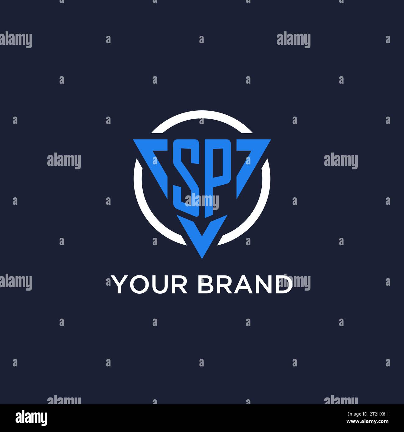 SP monogram logo with triangle shape and circle design vector Stock ...