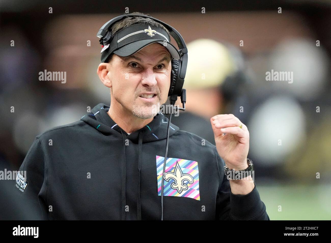 New Orleans Saints head coach Dennis Allen paces the sideline in the ...