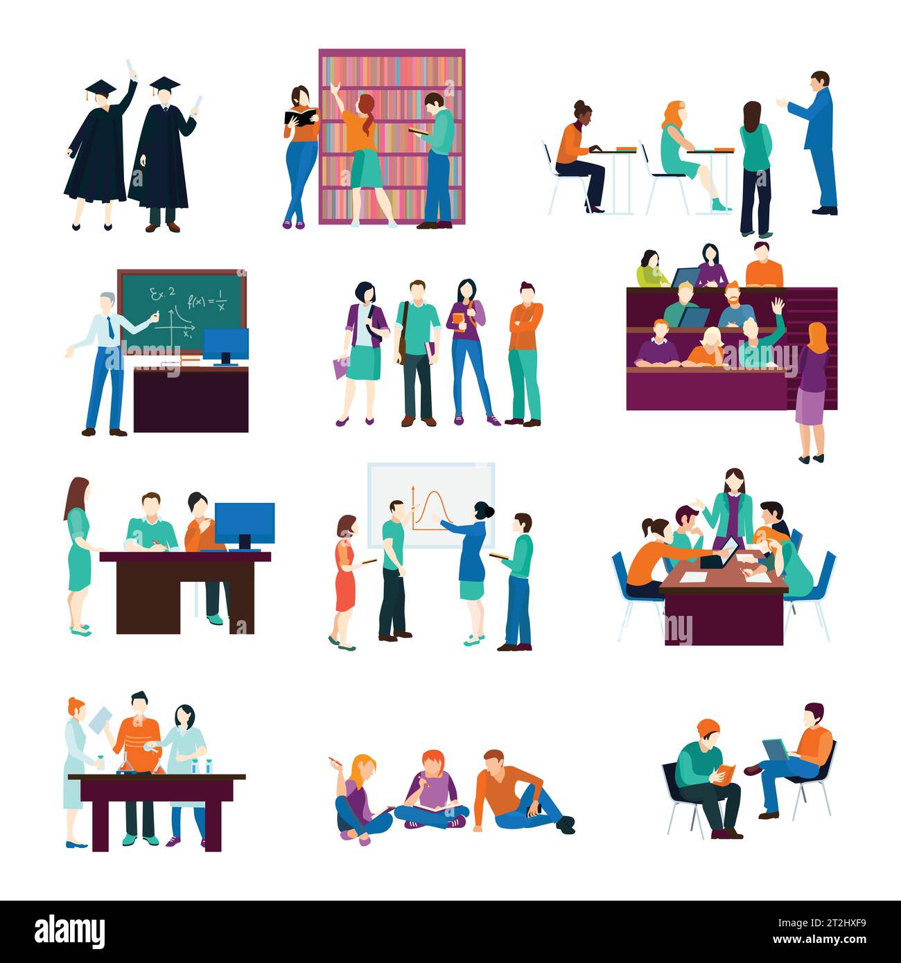 University person collection with learning listening studying ...