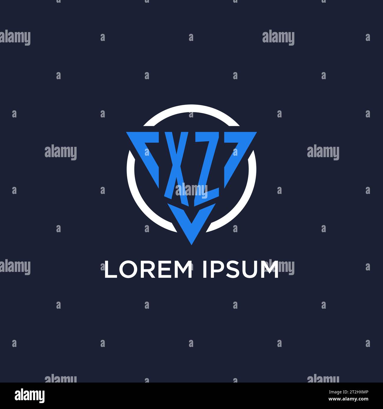 XZ monogram logo with triangle shape and circle design vector Stock ...