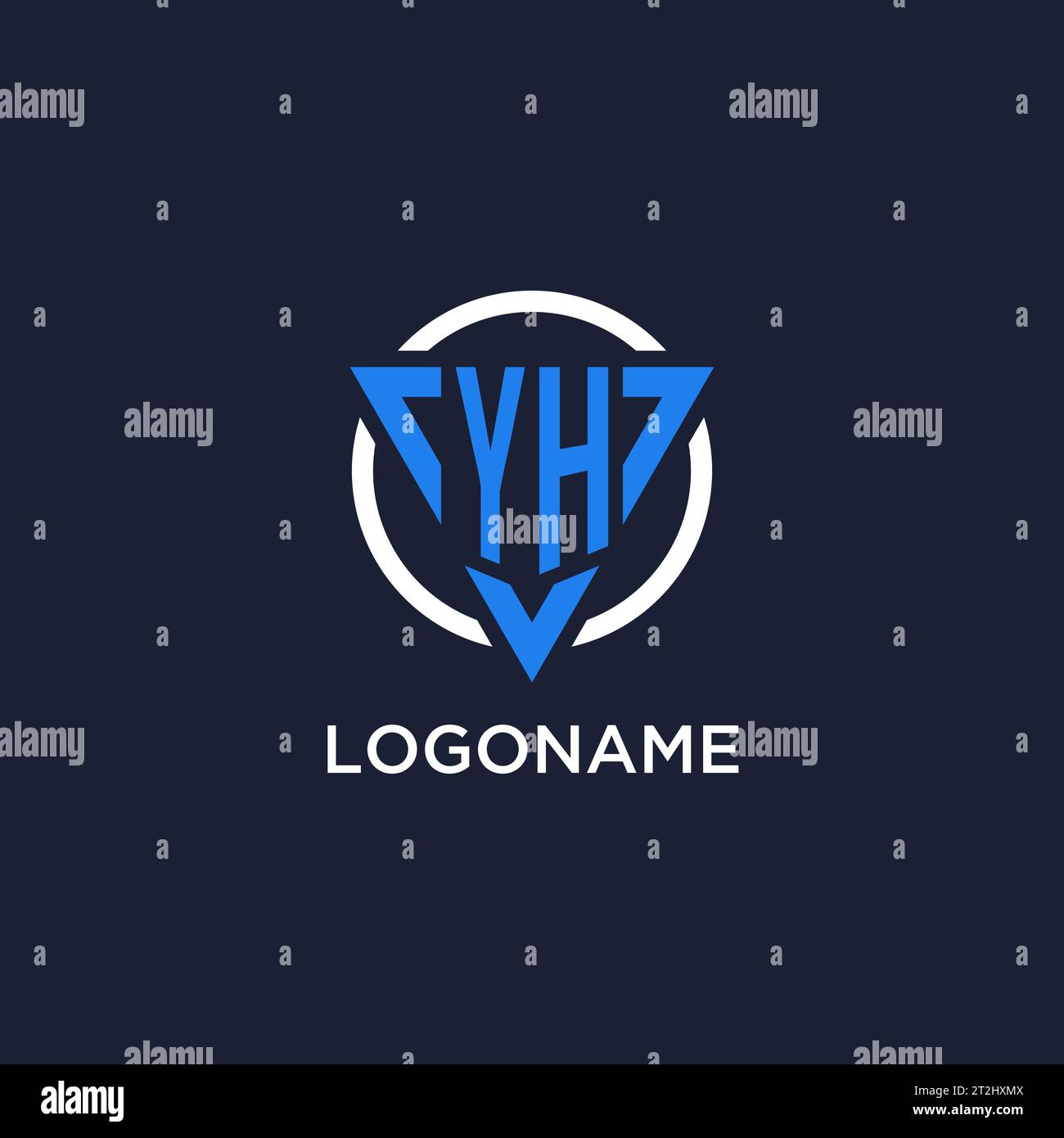 YH monogram logo with triangle shape and circle design vector Stock ...
