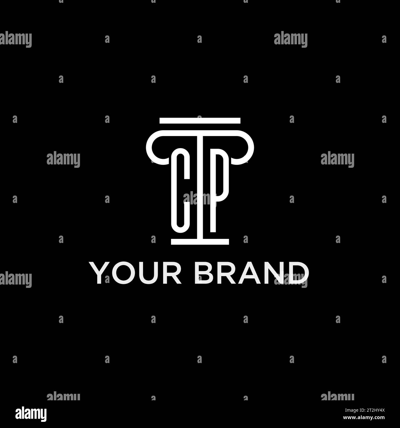CP monogram initial logo with pillar shape icon design, luxury and elegant law firm logo style ...