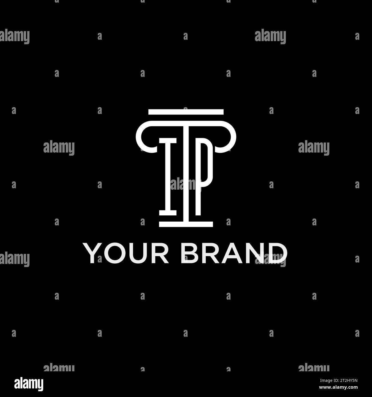 IP monogram initial logo with pillar shape icon design, luxury and ...