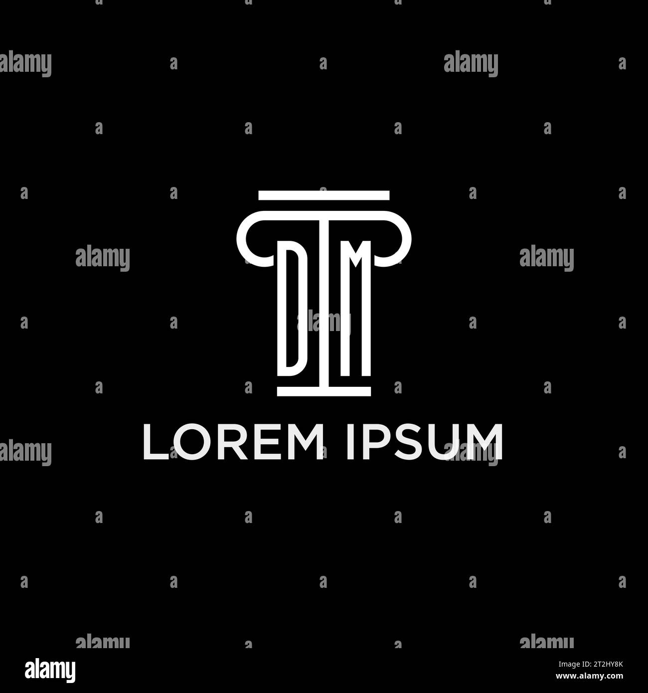 DM monogram initial logo with pillar shape icon design, luxury and elegant law firm logo style ...