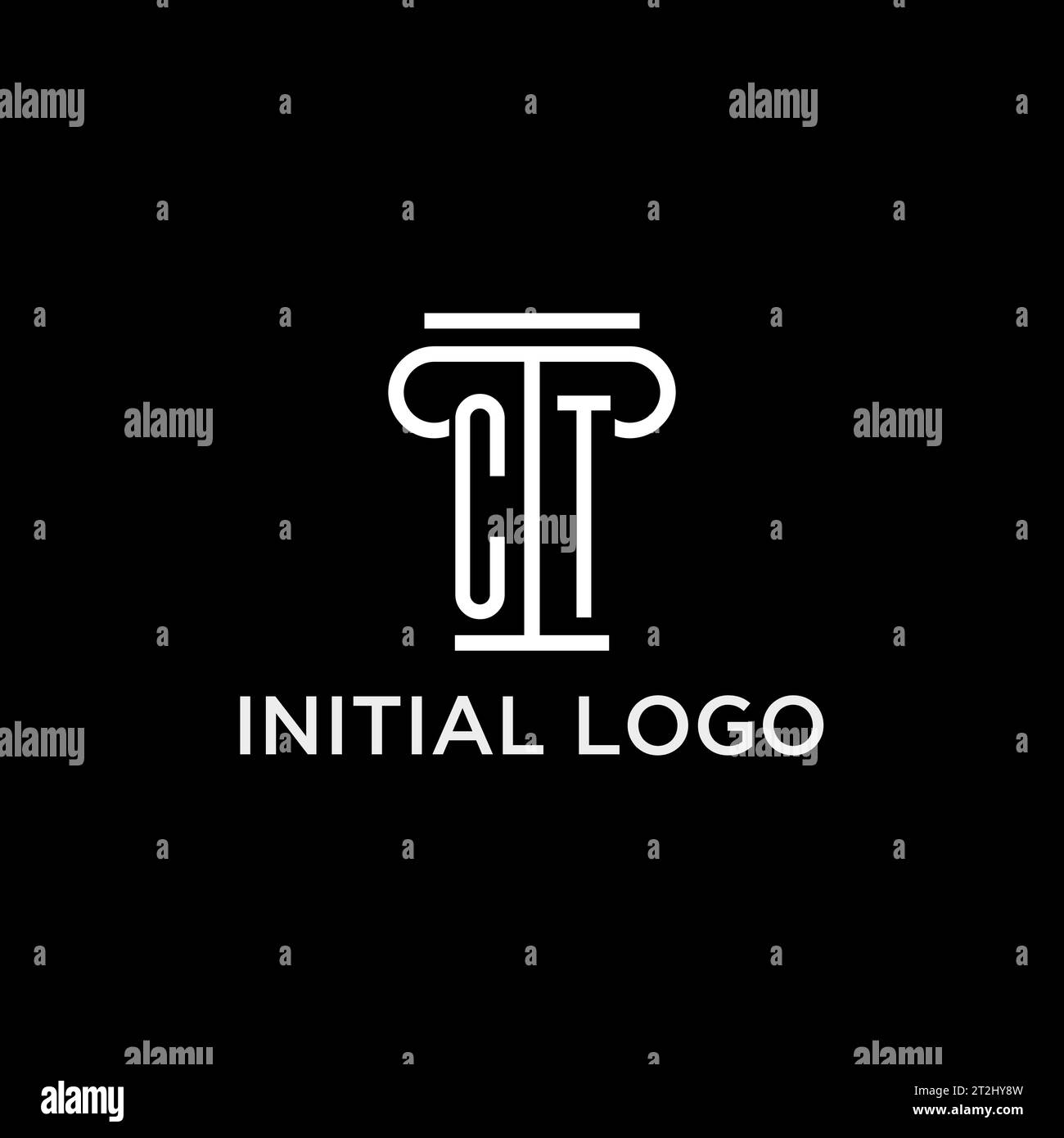 CT monogram initial logo with pillar shape icon design, luxury and ...