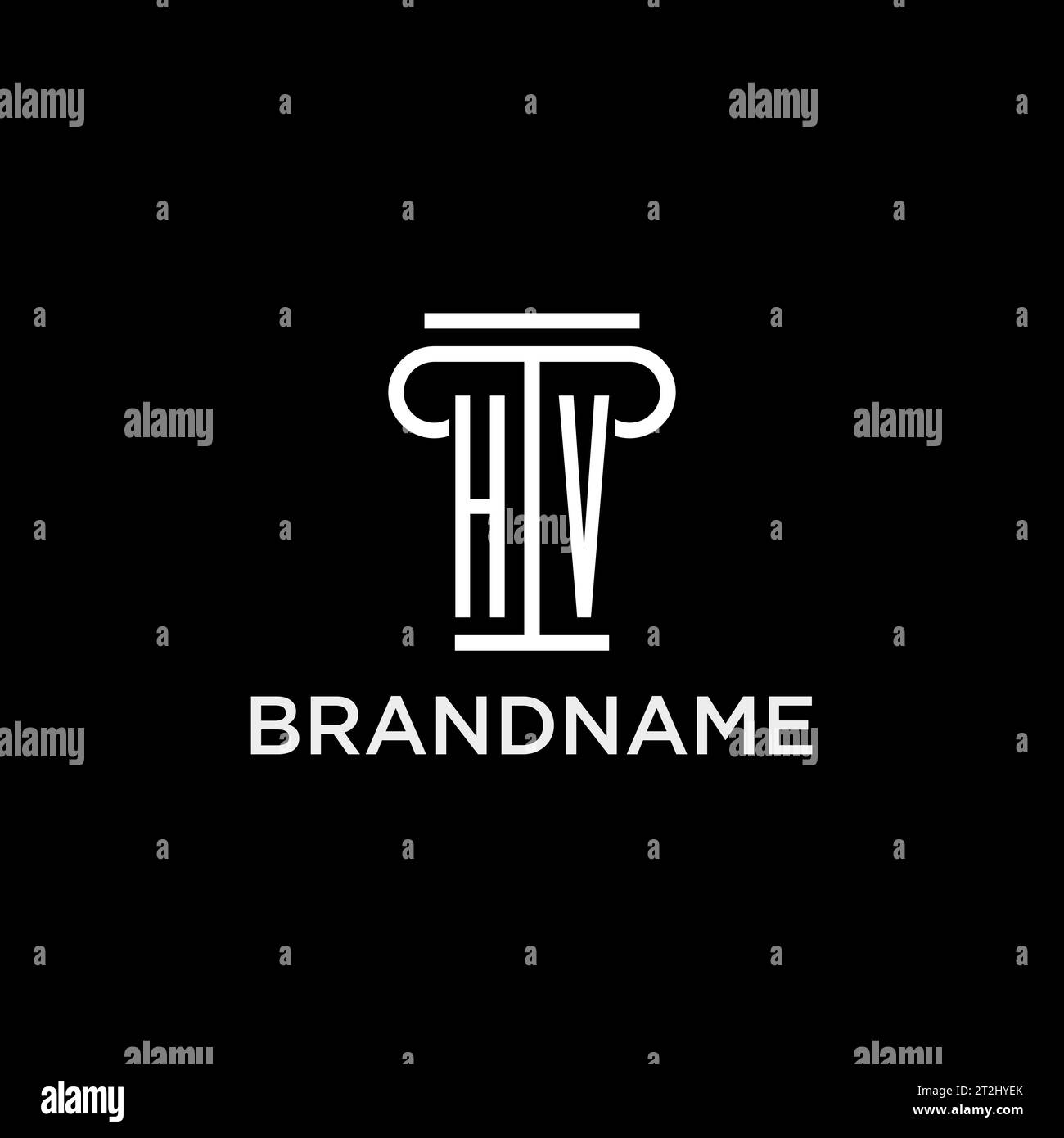 HV monogram initial logo with pillar shape icon design, luxury and elegant law firm logo style ...