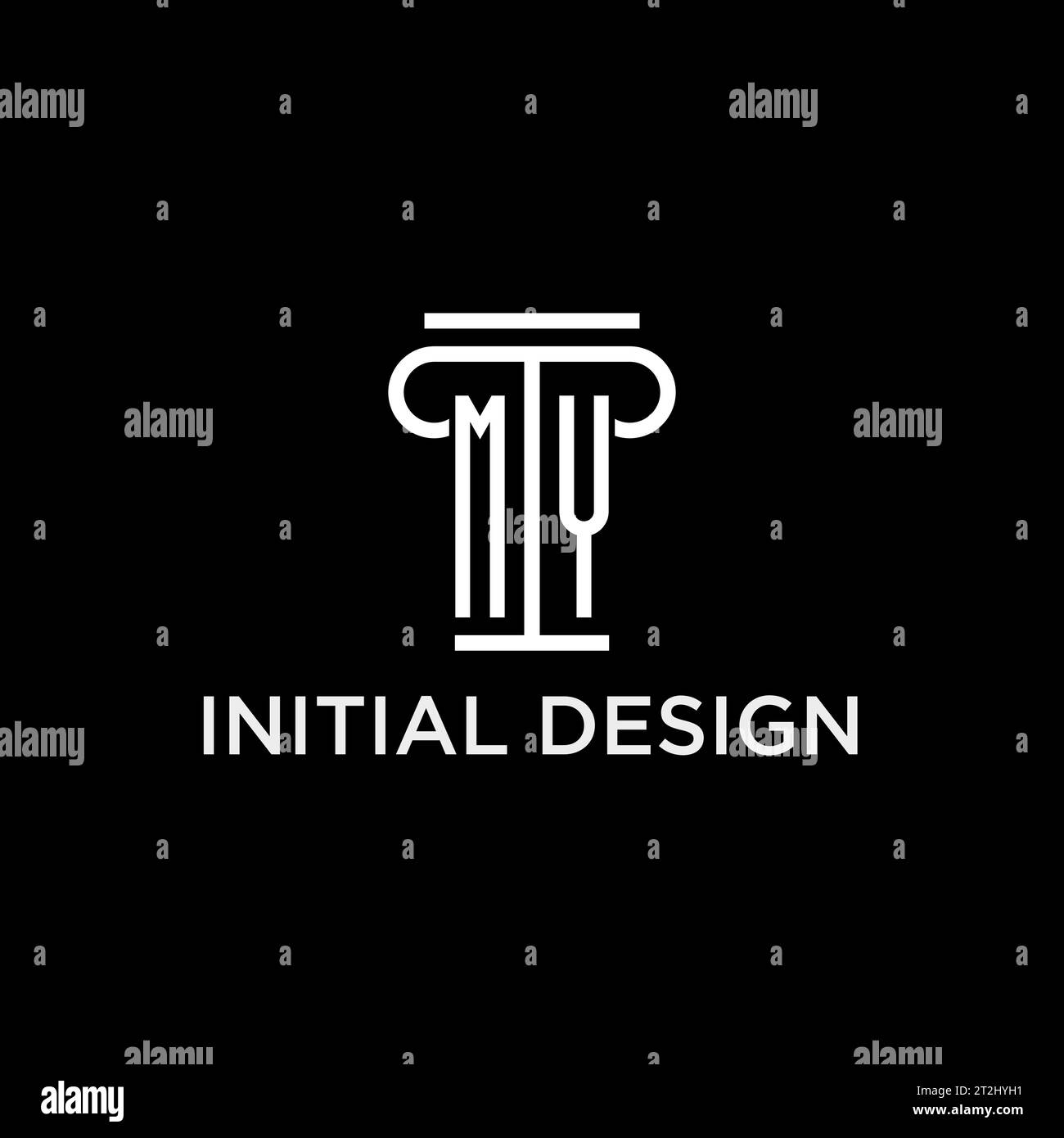 MY monogram initial logo with pillar shape icon design, luxury and elegant law firm logo style ...
