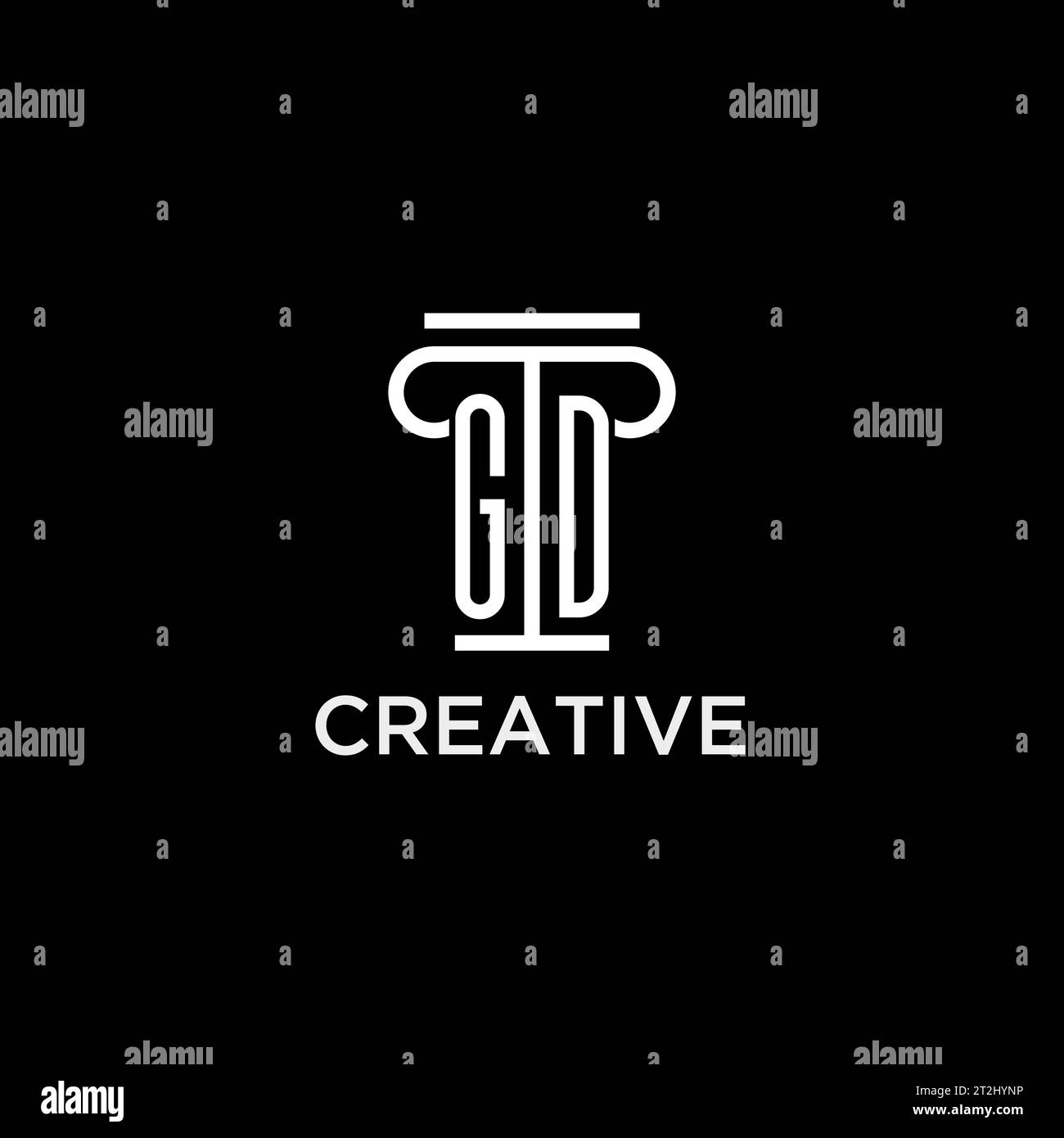 GD monogram initial logo with pillar shape icon design, luxury and ...