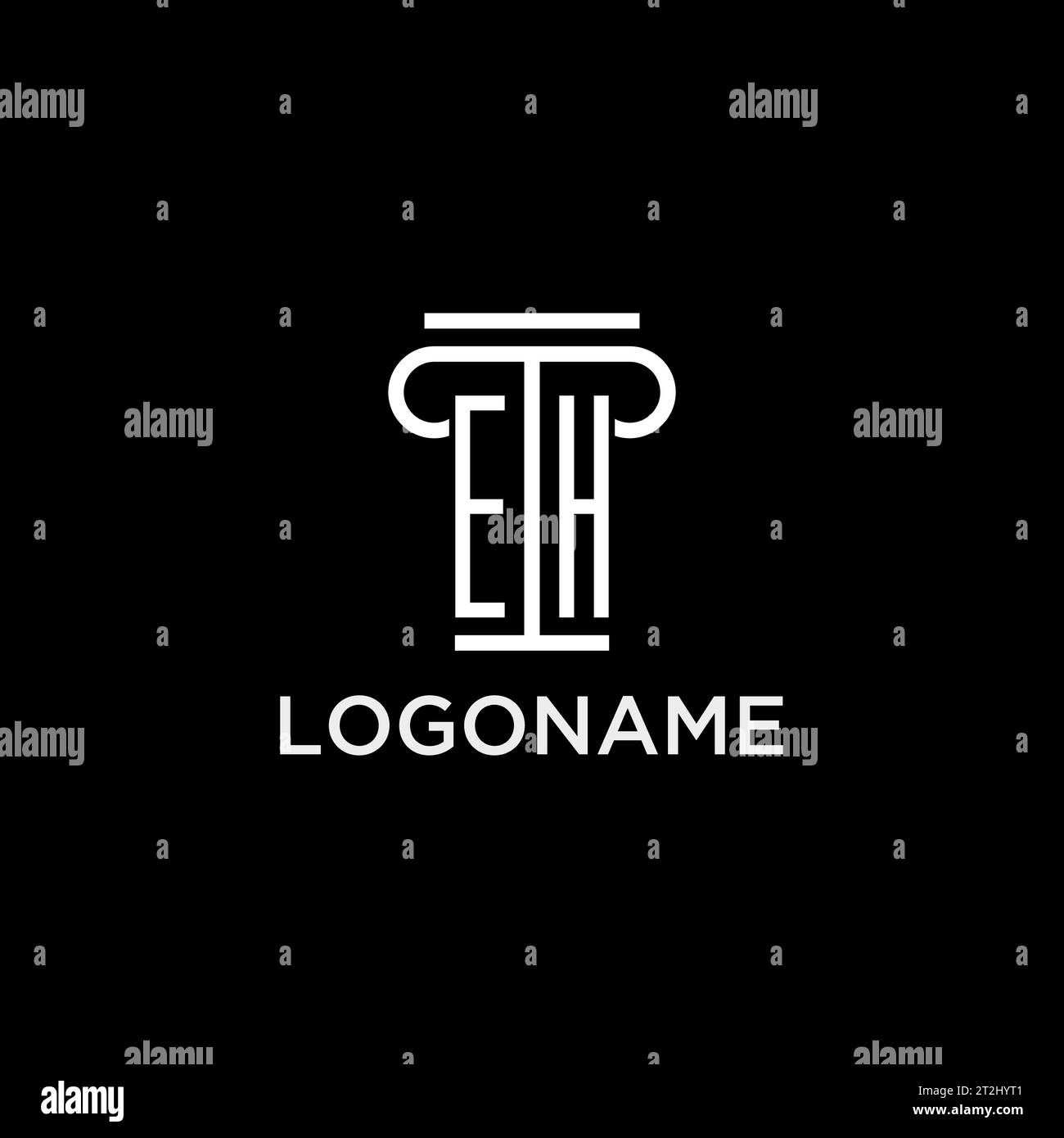 EH monogram initial logo with pillar shape icon design, luxury and elegant law firm logo style ...
