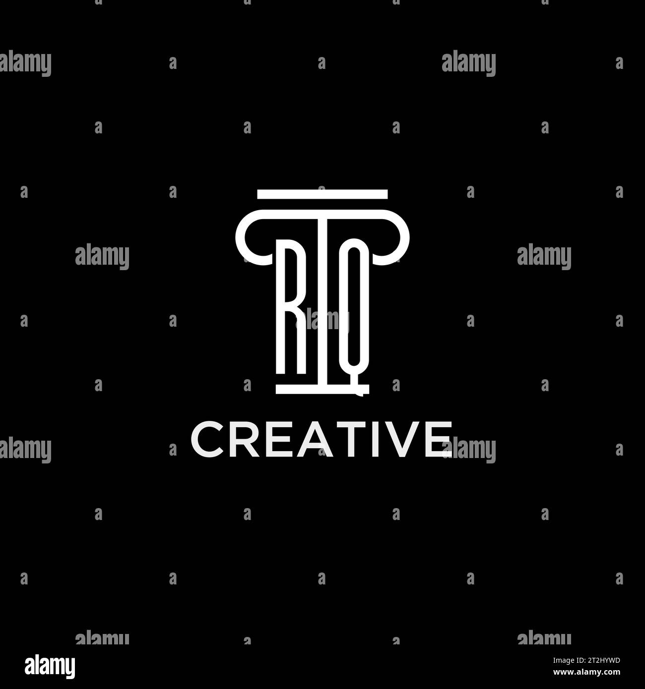 RQ monogram initial logo with pillar shape icon design, luxury and elegant law firm logo style ...