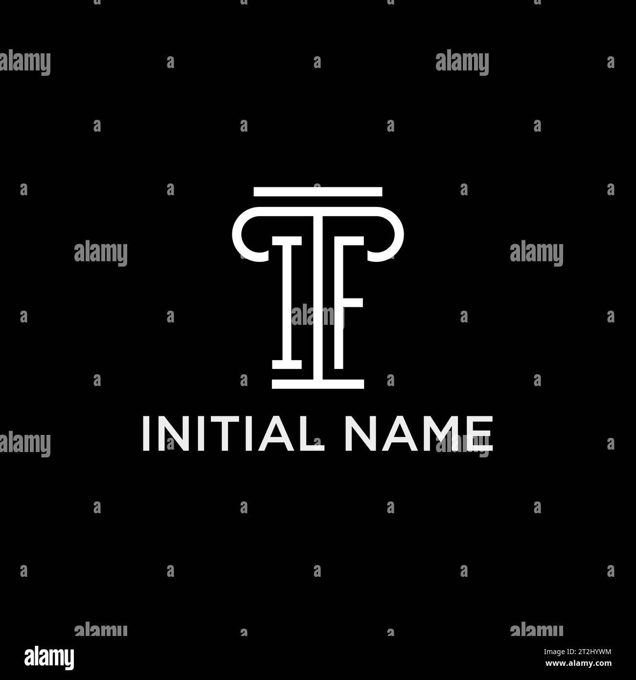 IF monogram initial logo with pillar shape icon design, luxury and elegant law firm logo style ...