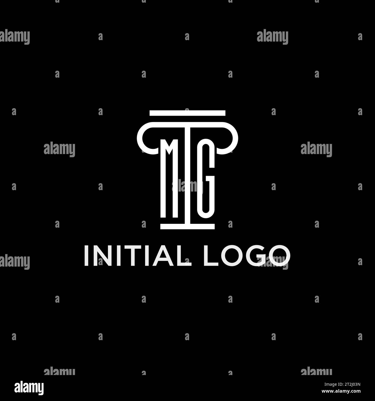 MG monogram initial logo with pillar shape icon design, luxury and elegant law firm logo style ...