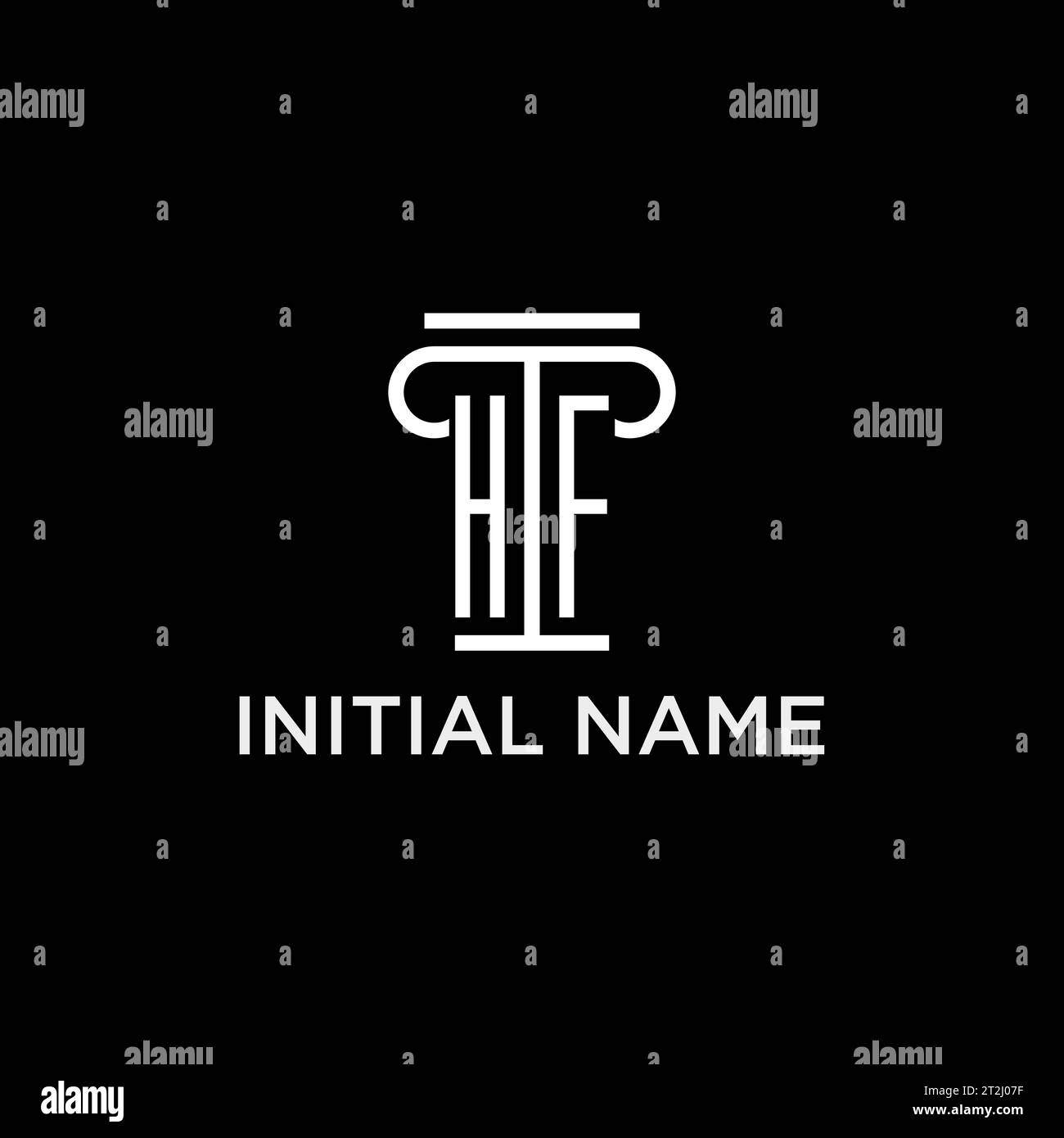 HF monogram initial logo with pillar shape icon design, luxury and elegant law firm logo style ...