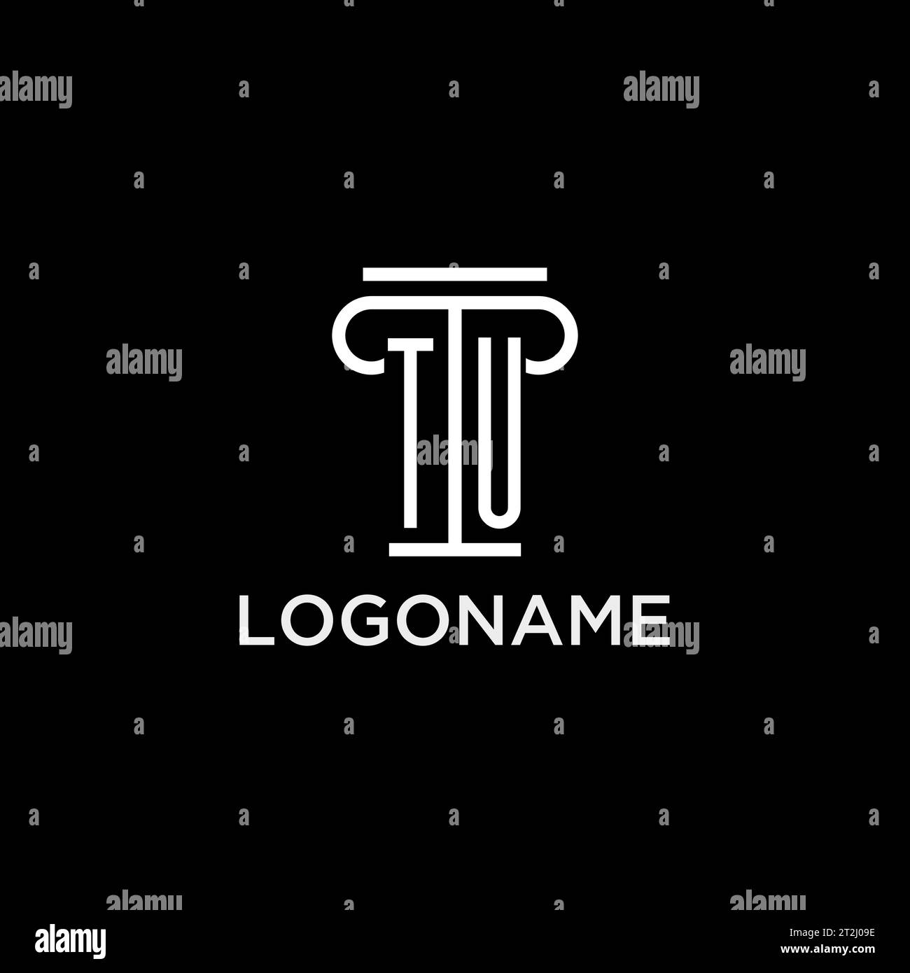 TU monogram initial logo with pillar shape icon design, luxury and ...