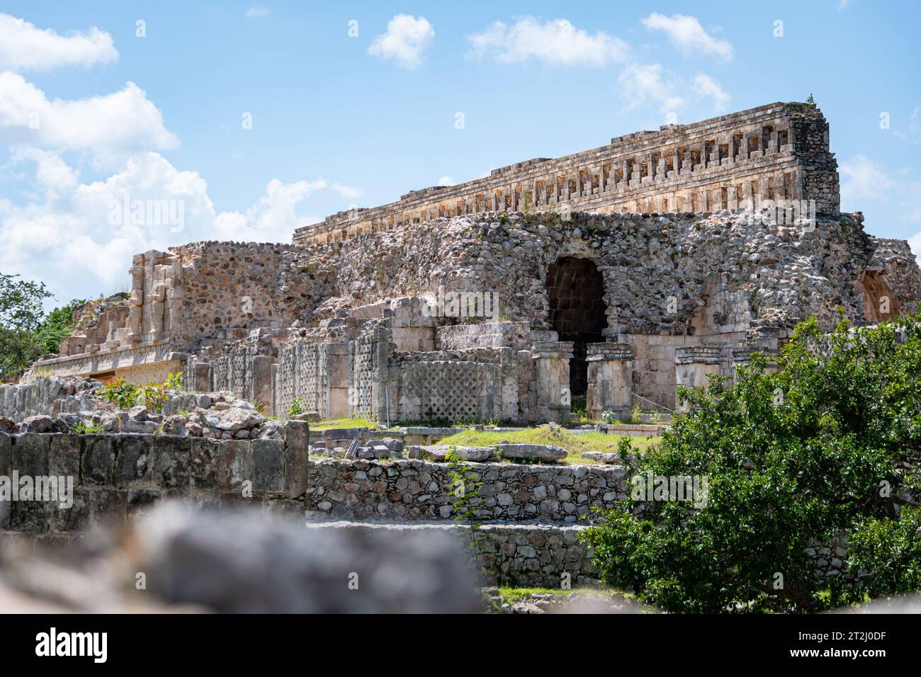 View from behind the building of the Temple of the Masks, located in ...