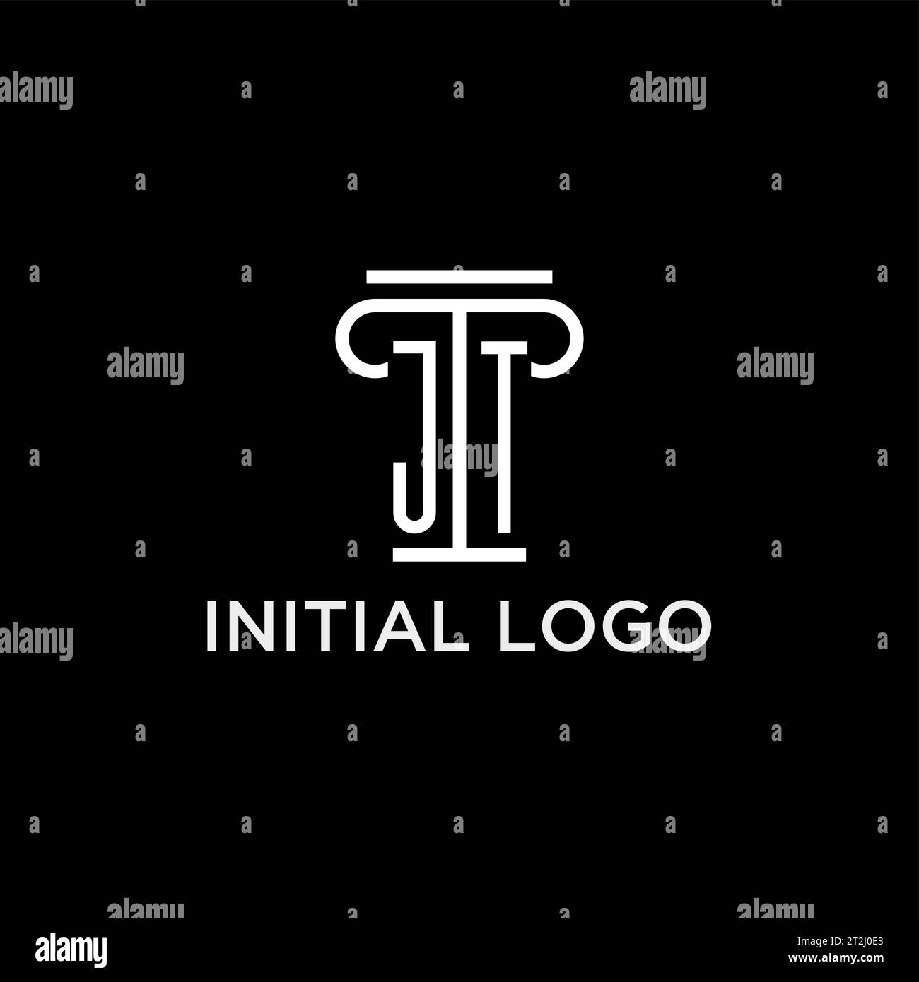 JT monogram initial logo with pillar shape icon design, luxury and elegant law firm logo style ...
