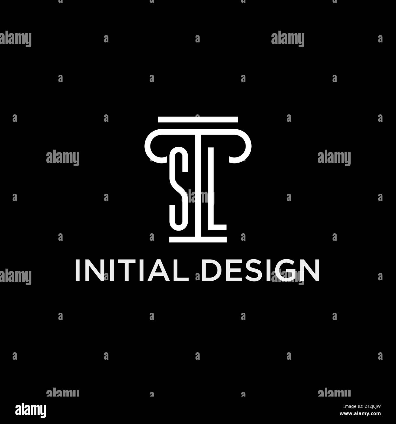 SL monogram initial logo with pillar shape icon design, luxury and ...
