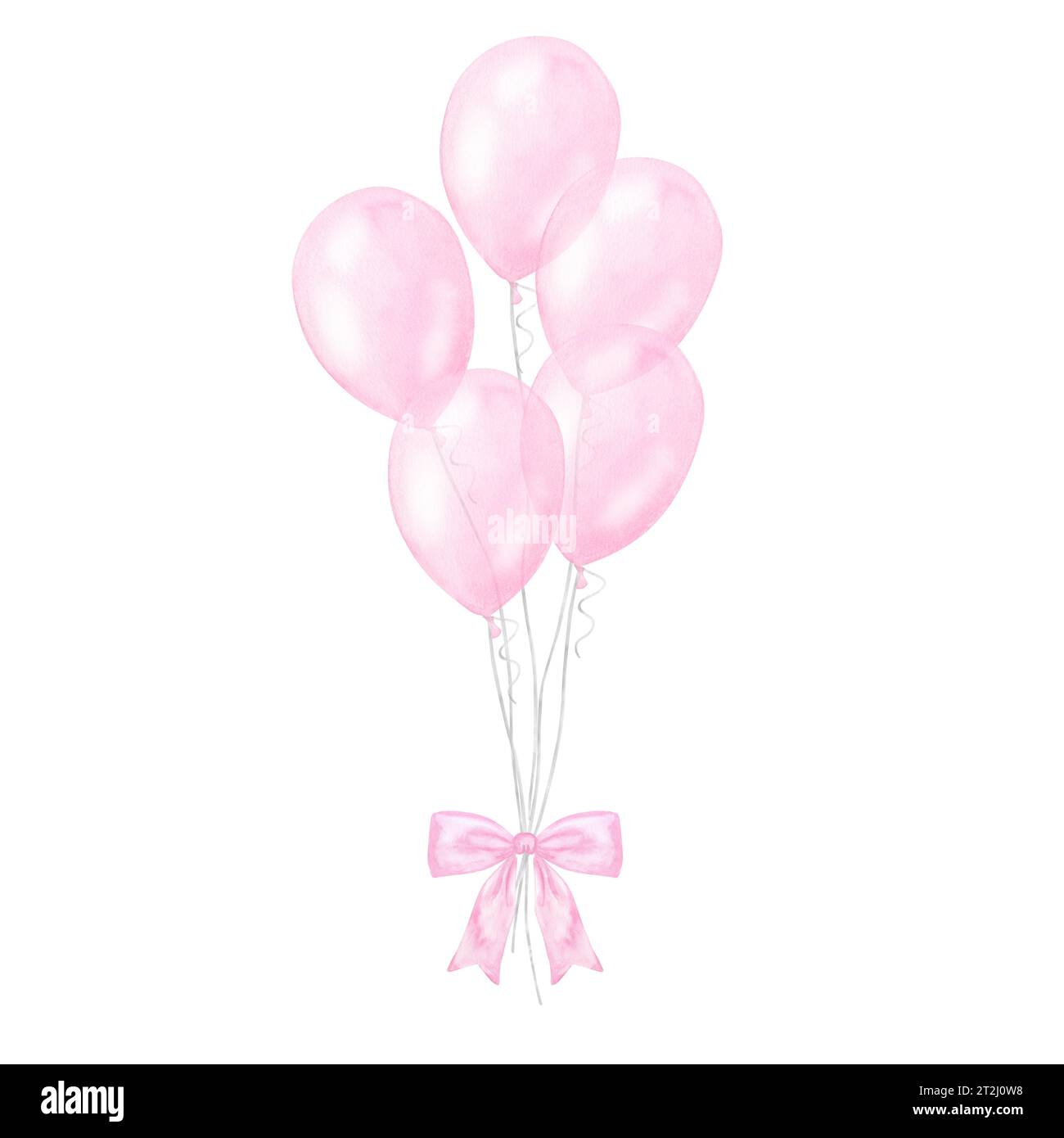Pink balloons bundle with bow, girl kids birthday surprise. Gender reveal party, baby shower ...