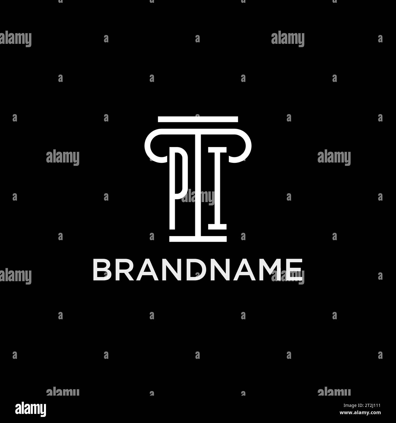 PI monogram initial logo with pillar shape icon design, luxury and elegant law firm logo style ...