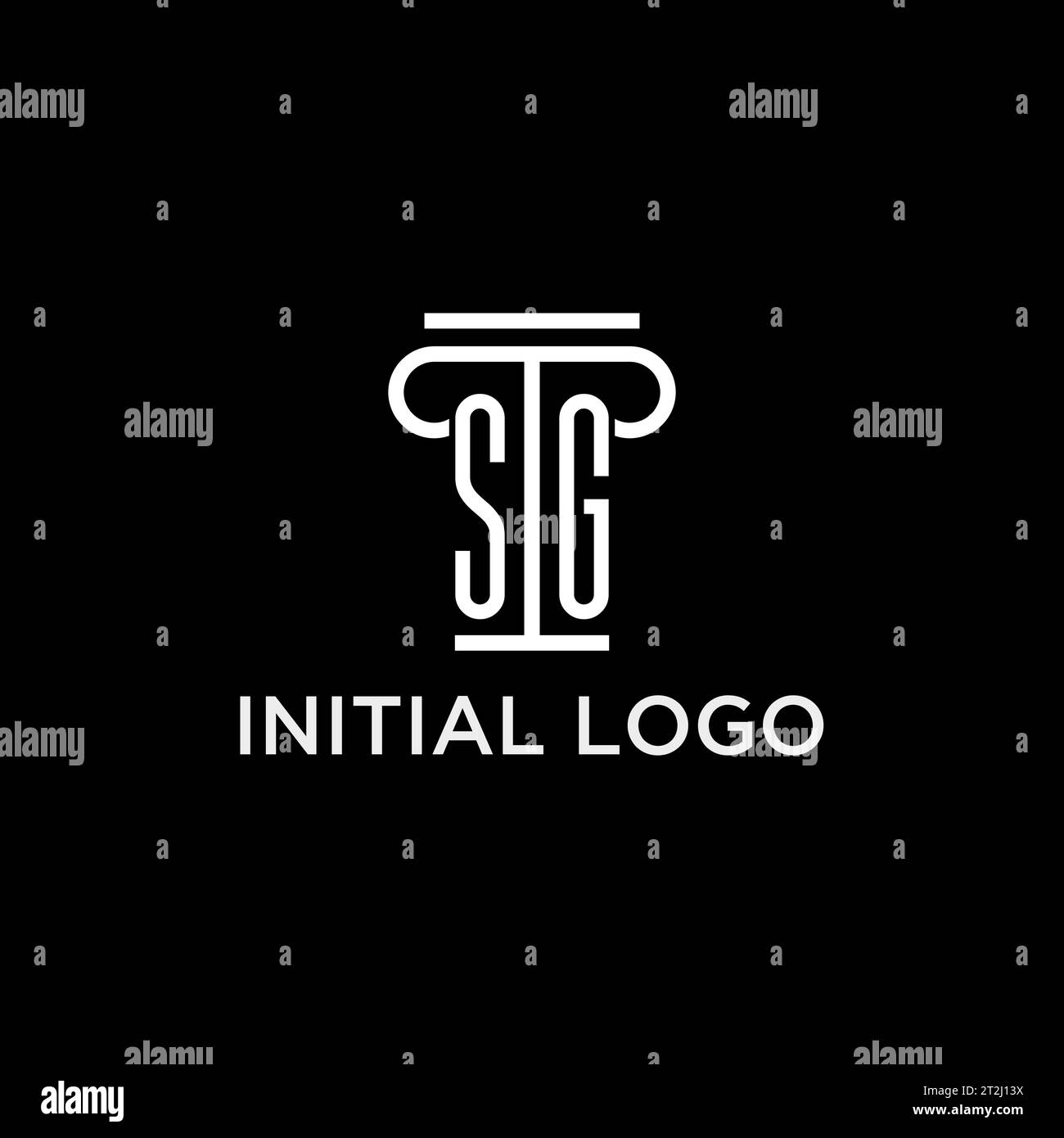 SG monogram initial logo with pillar shape icon design, luxury and elegant law firm logo style ...