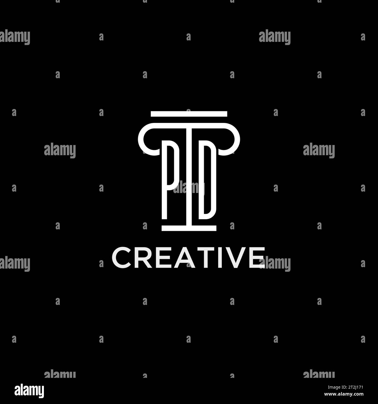 PD monogram initial logo with pillar shape icon design, luxury and ...