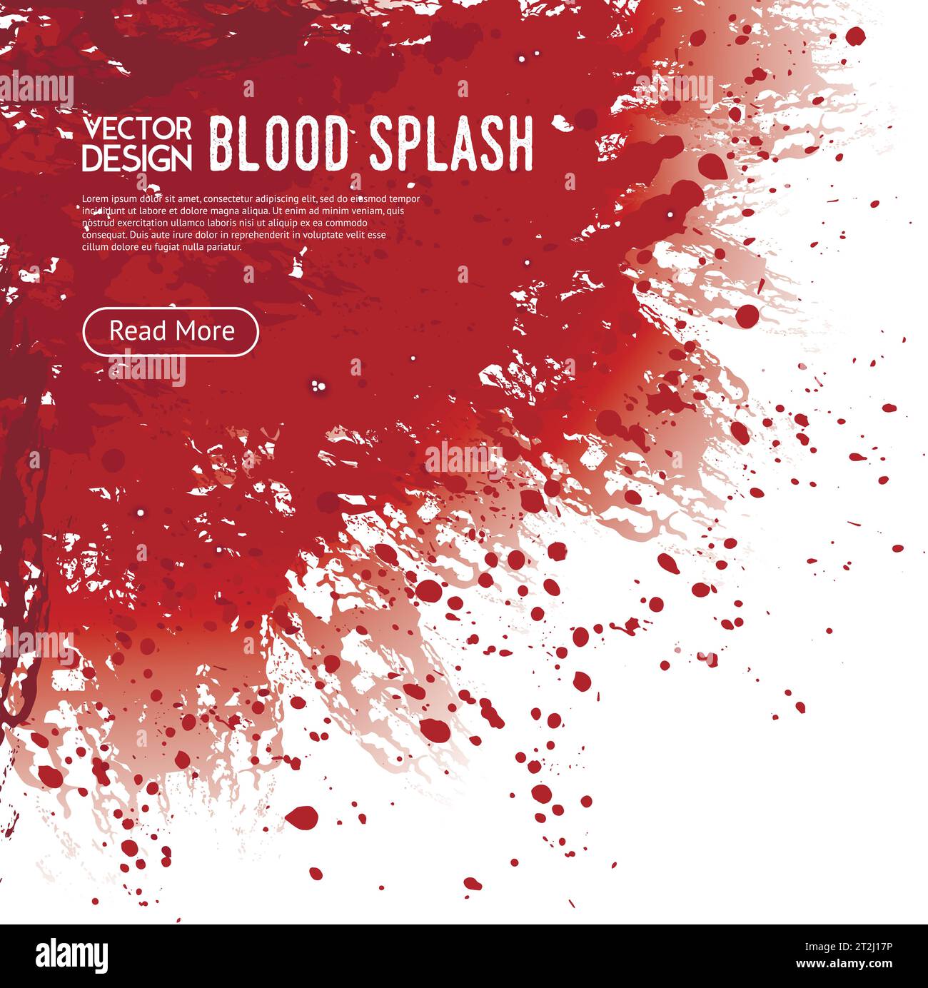 Big realistic blood splash corner on white background webpage design ...