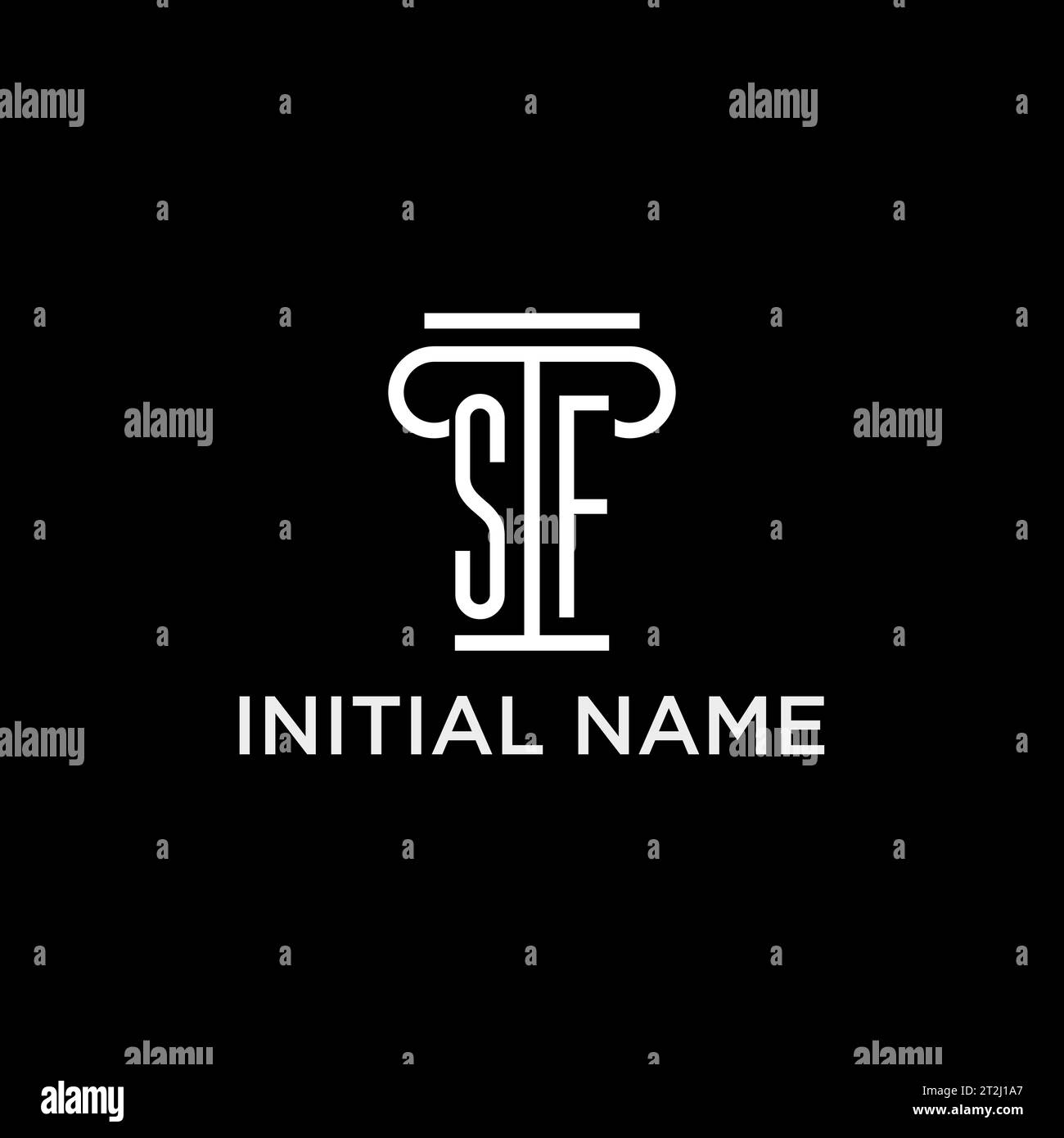 SF monogram initial logo with pillar shape icon design, luxury and ...