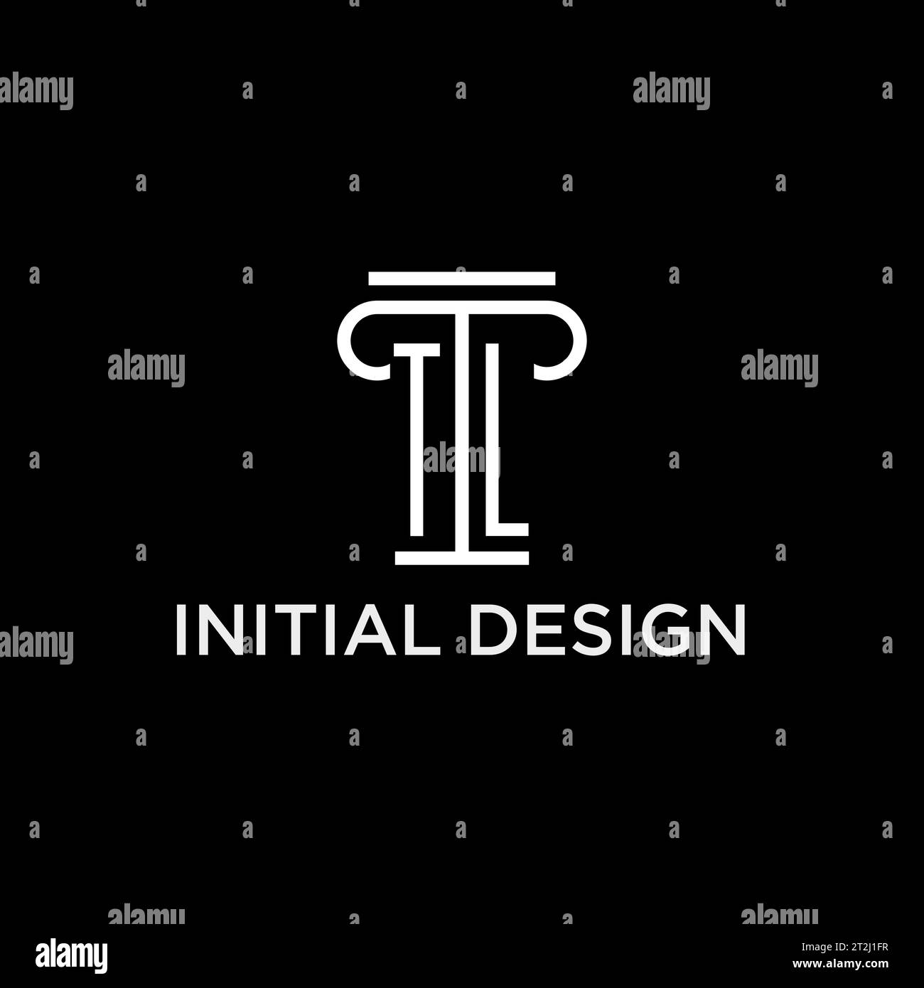 TL monogram initial logo with pillar shape icon design, luxury and ...