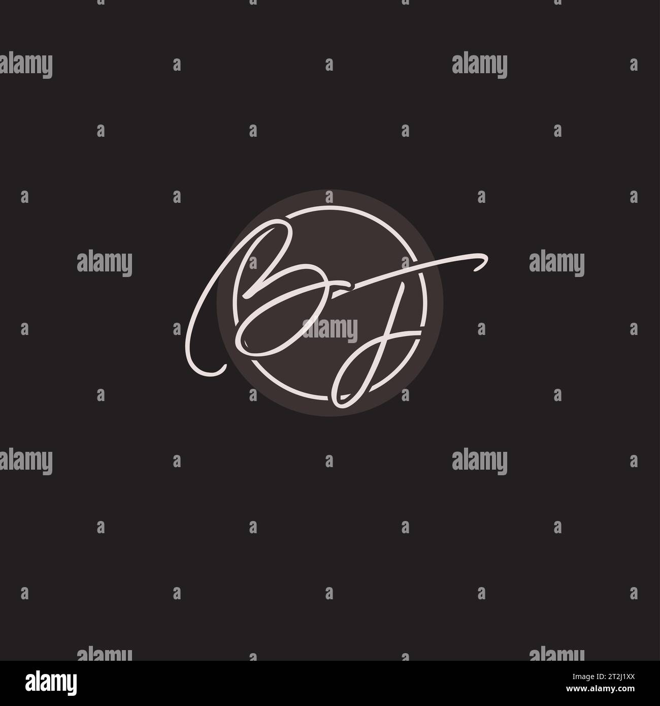 Initials BF logo monogram with simple circle line style vector graphic ...