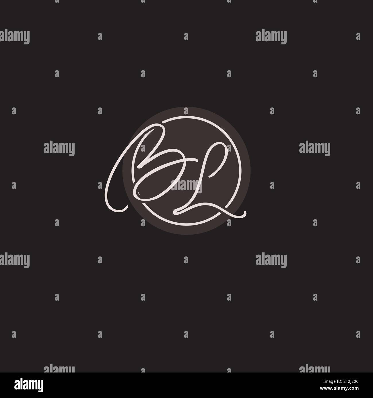 Initials BL logo monogram with simple circle line style vector graphic ...