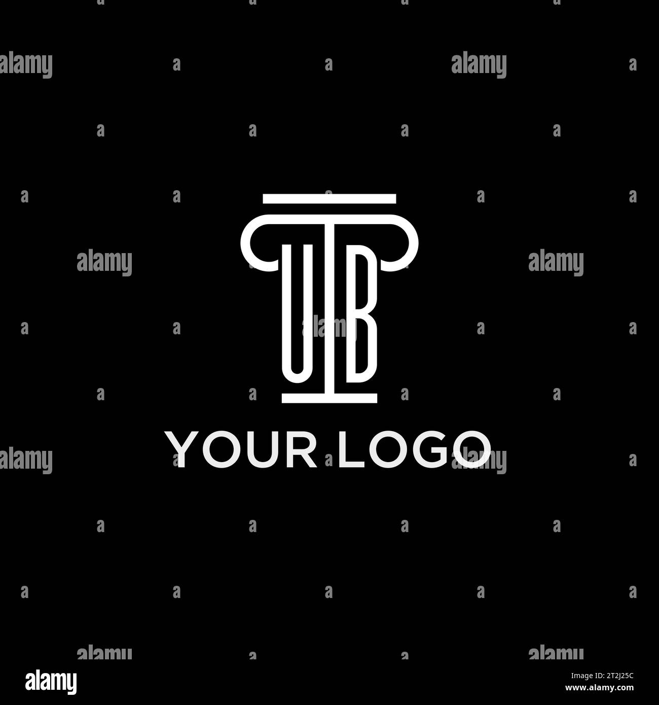 UB monogram initial logo with pillar shape icon design, luxury and elegant law firm logo style ...