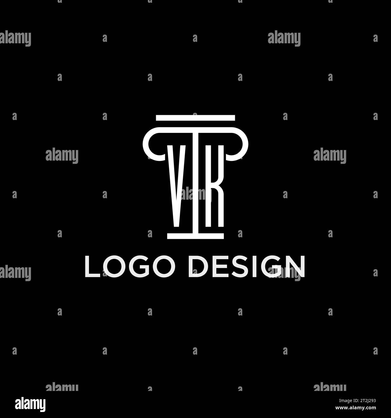 VK monogram initial logo with pillar shape icon design, luxury and elegant law firm logo style ...