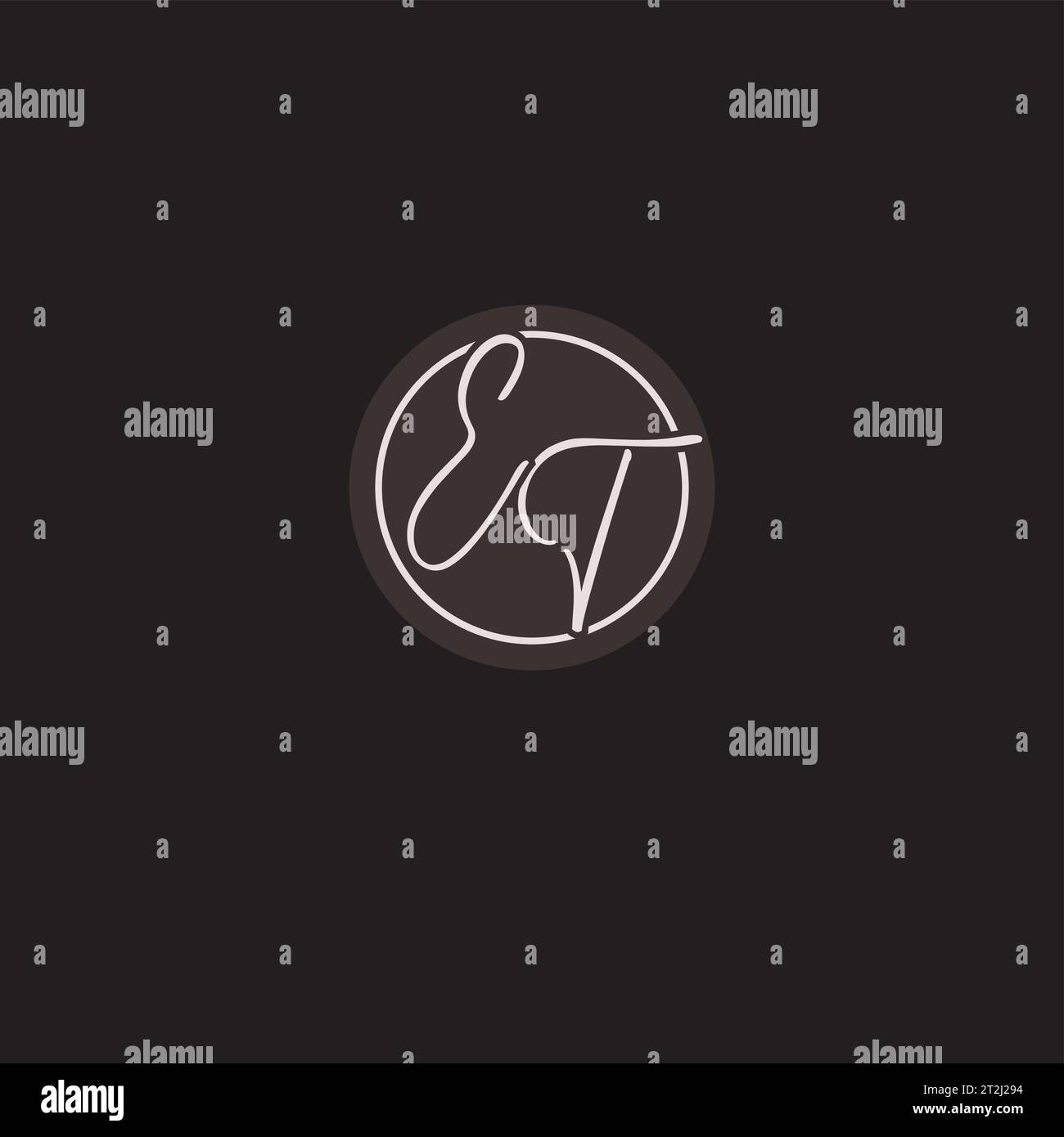 Initials ET logo monogram with simple circle line style vector graphic ...