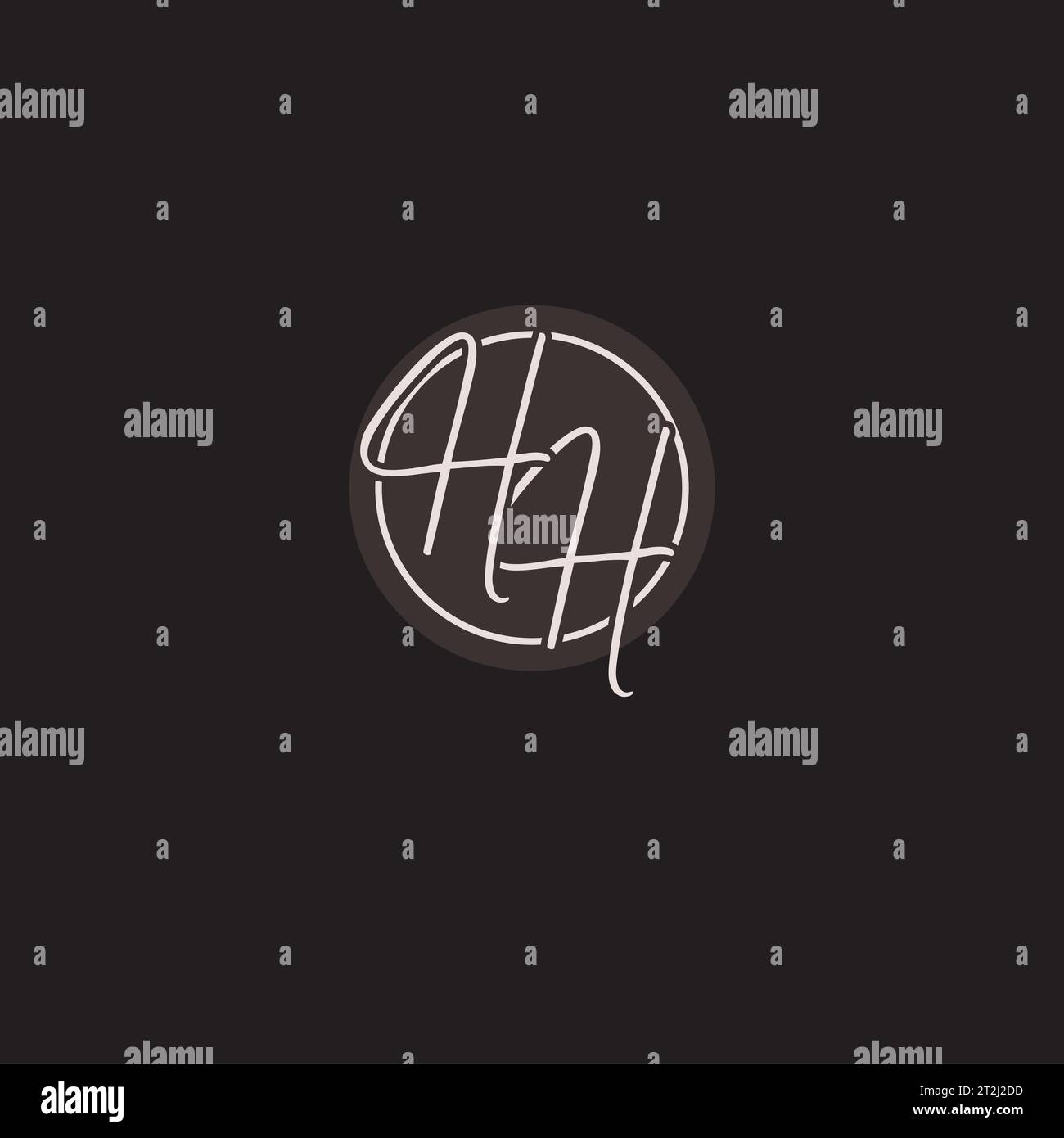 Initials HH logo monogram with simple circle line style vector graphic ...