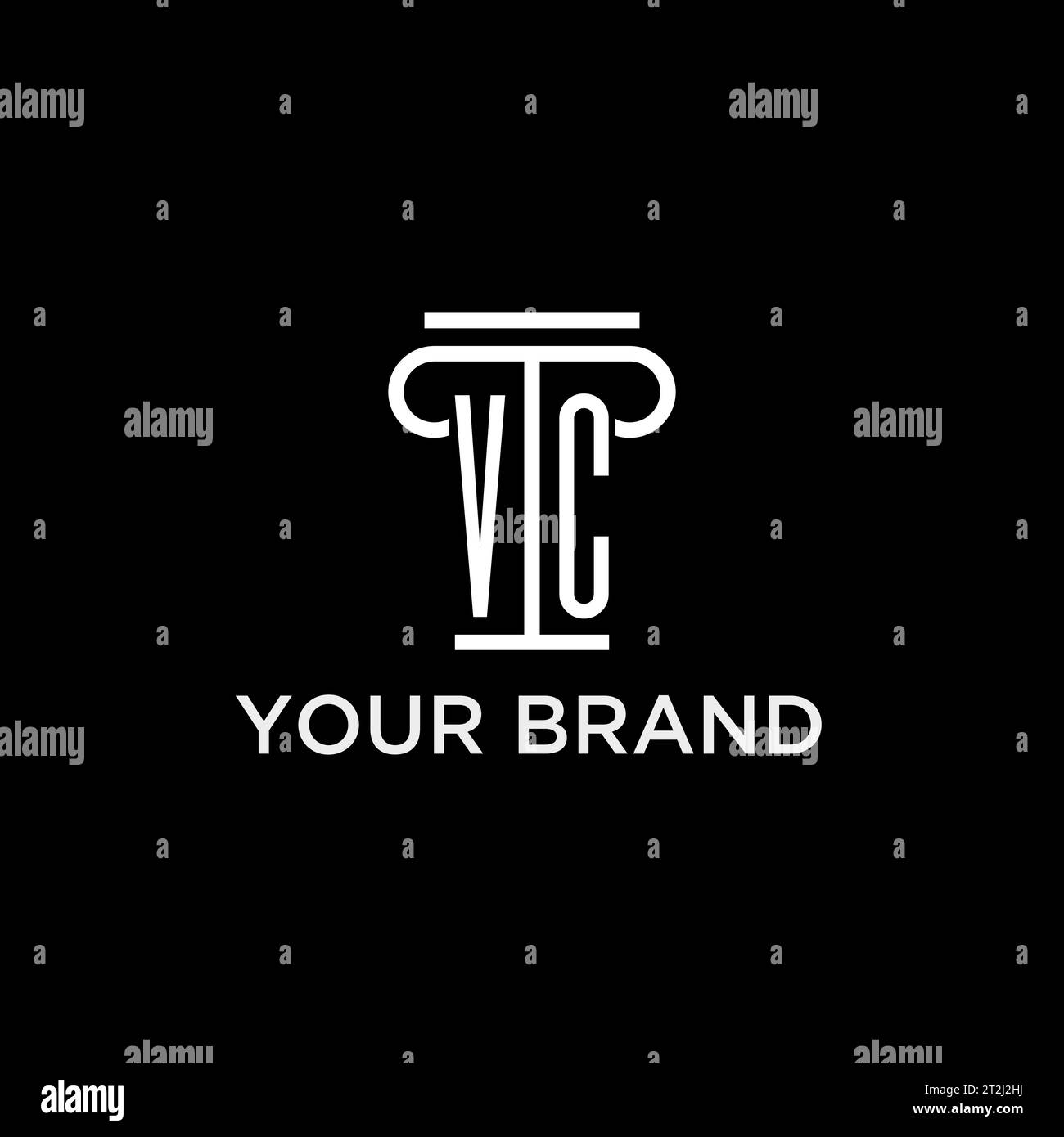 VC monogram initial logo with pillar shape icon design, luxury and ...